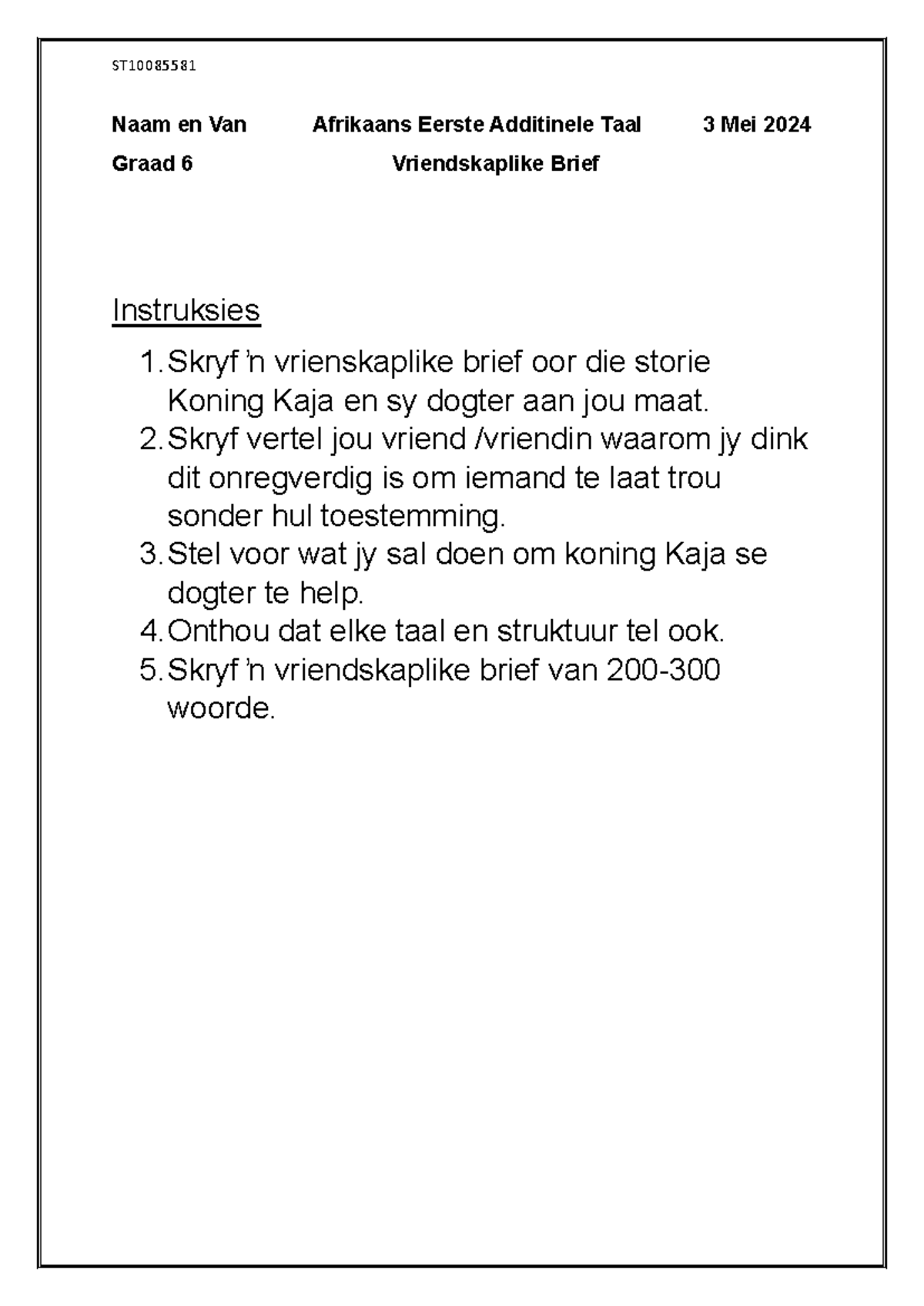 Compulsory Ice Task 2 IFFA6311 - ST Naam en Van Afrikaans Eerste ...