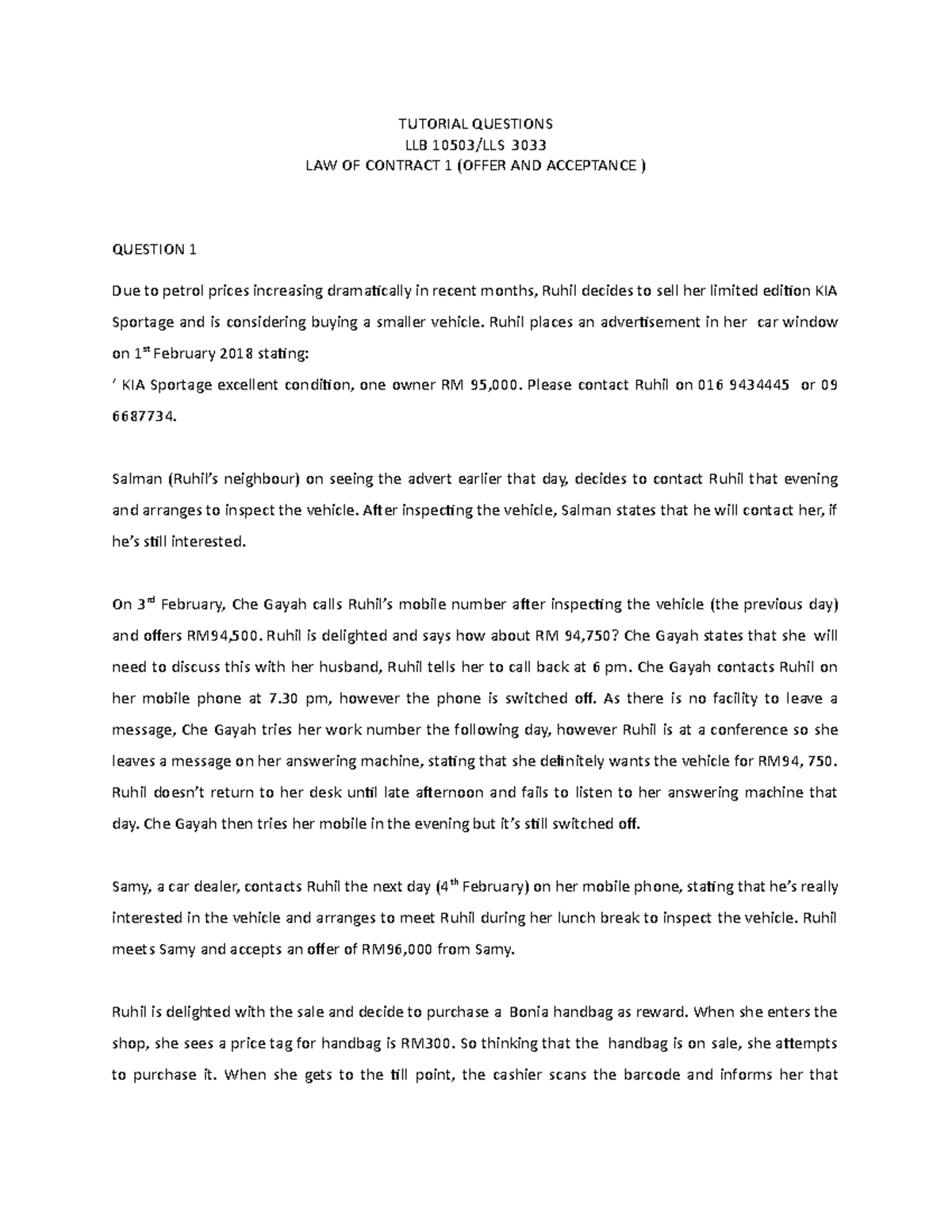 2018 Tutorial Questions loc Offer - TUTORIAL QUESTIONS LLB 10503/LLS ...