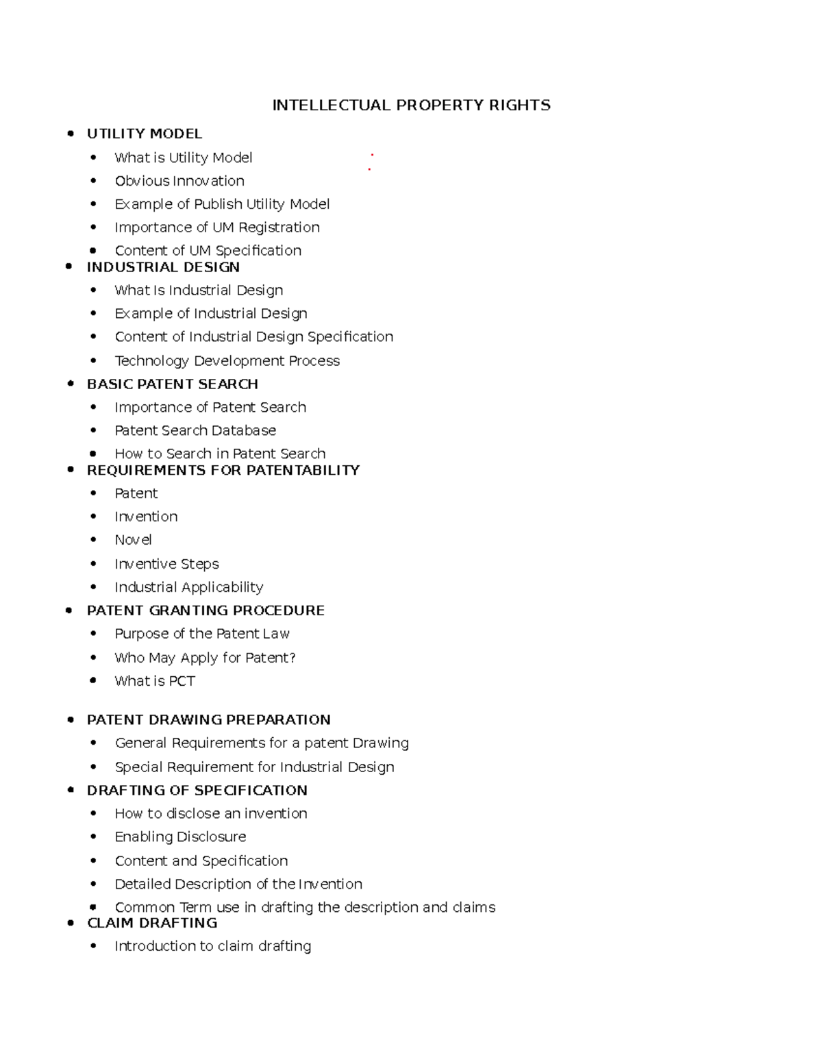 Intellectual Property Rights Topics - INTELLECTUAL PROPERTY RIGHTS ...