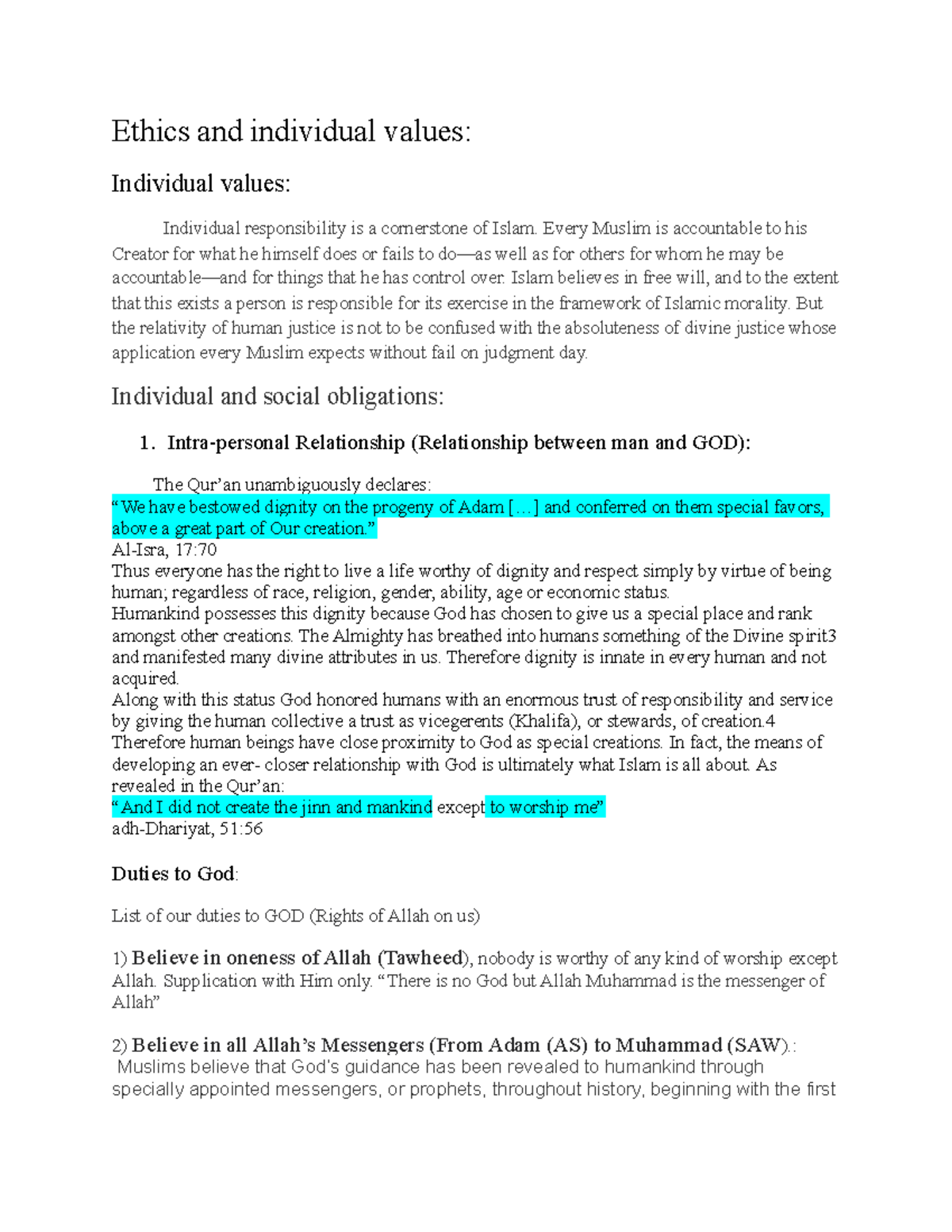 Ethics and individual value 1 - Ethics and individual values ...