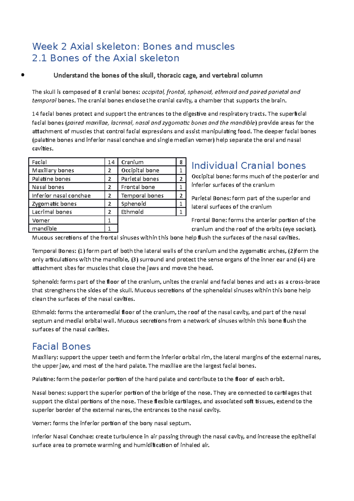 Week 2 Axial skeleton - Manual of Structural Kinesiology - Week 2 Axial ...