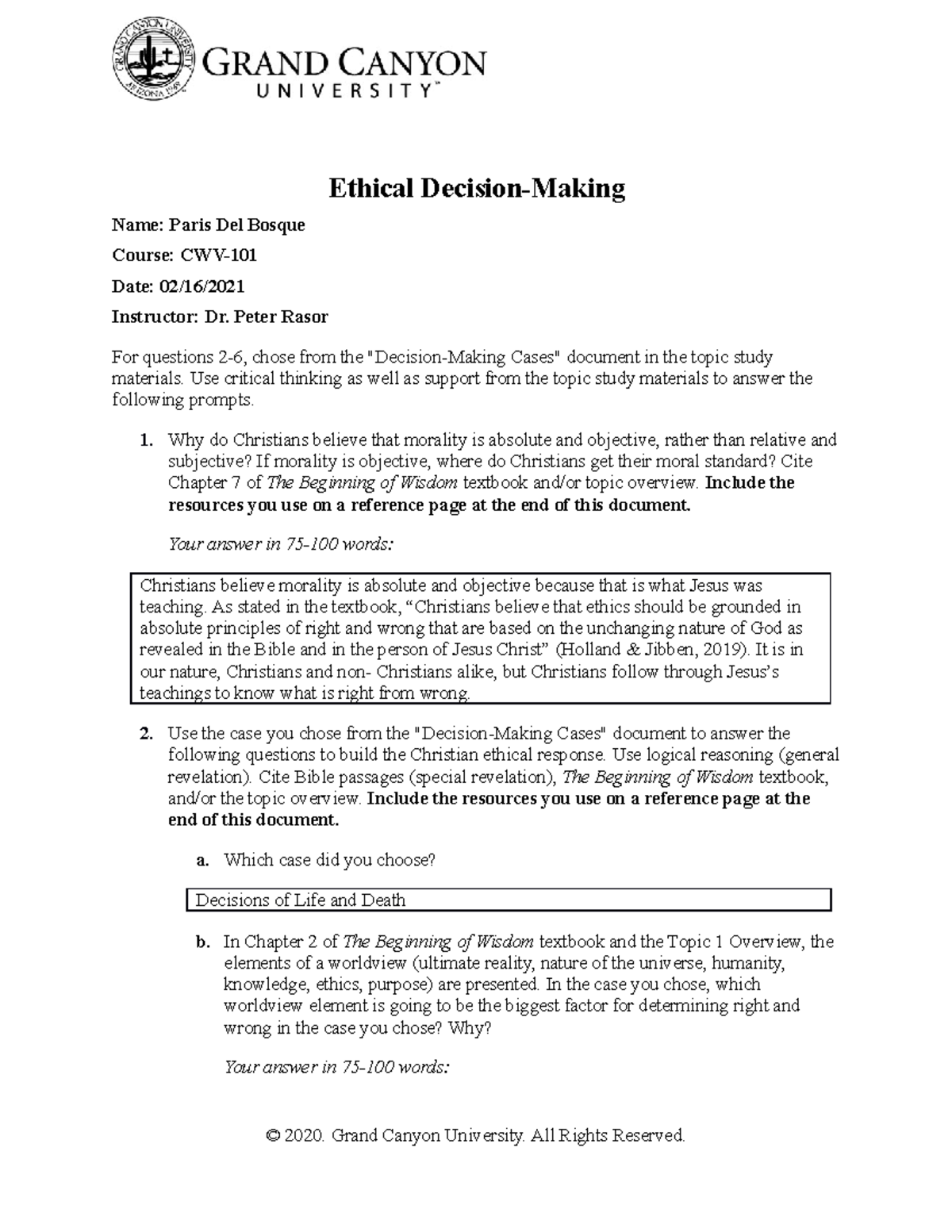 Help Aid Template T6 Ethical Decision Making - Ethical Decision-Making ...