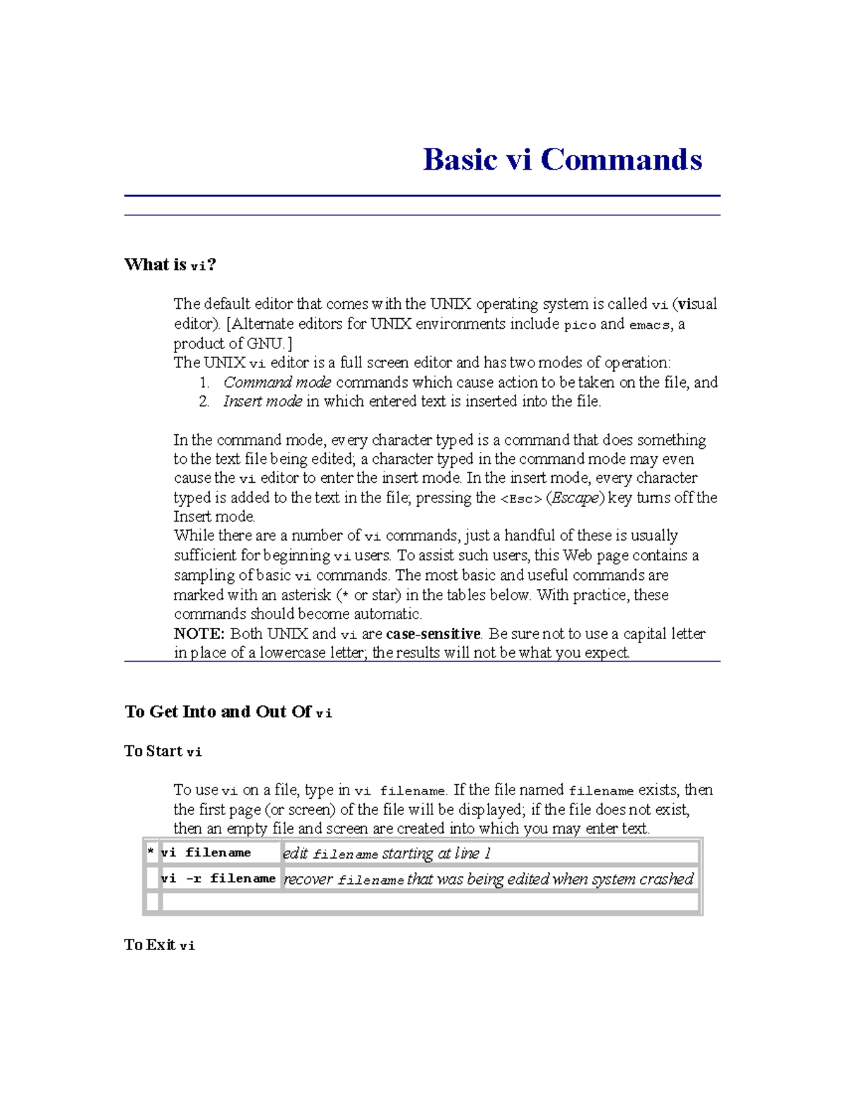 Vi basic commands with some examples - GOVT 308 - George Mason - Studocu