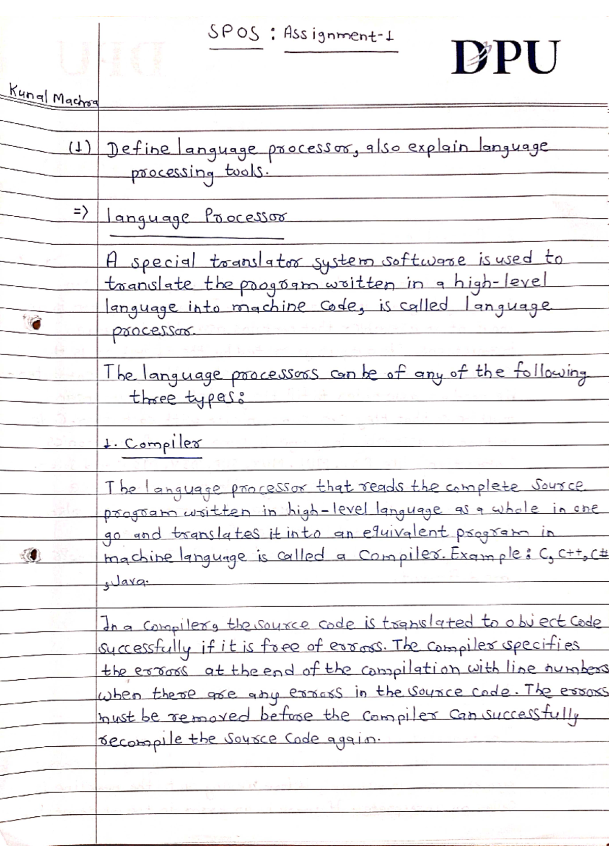 Spos1 - This is a assignment - System Programming and Operating System - Studocu