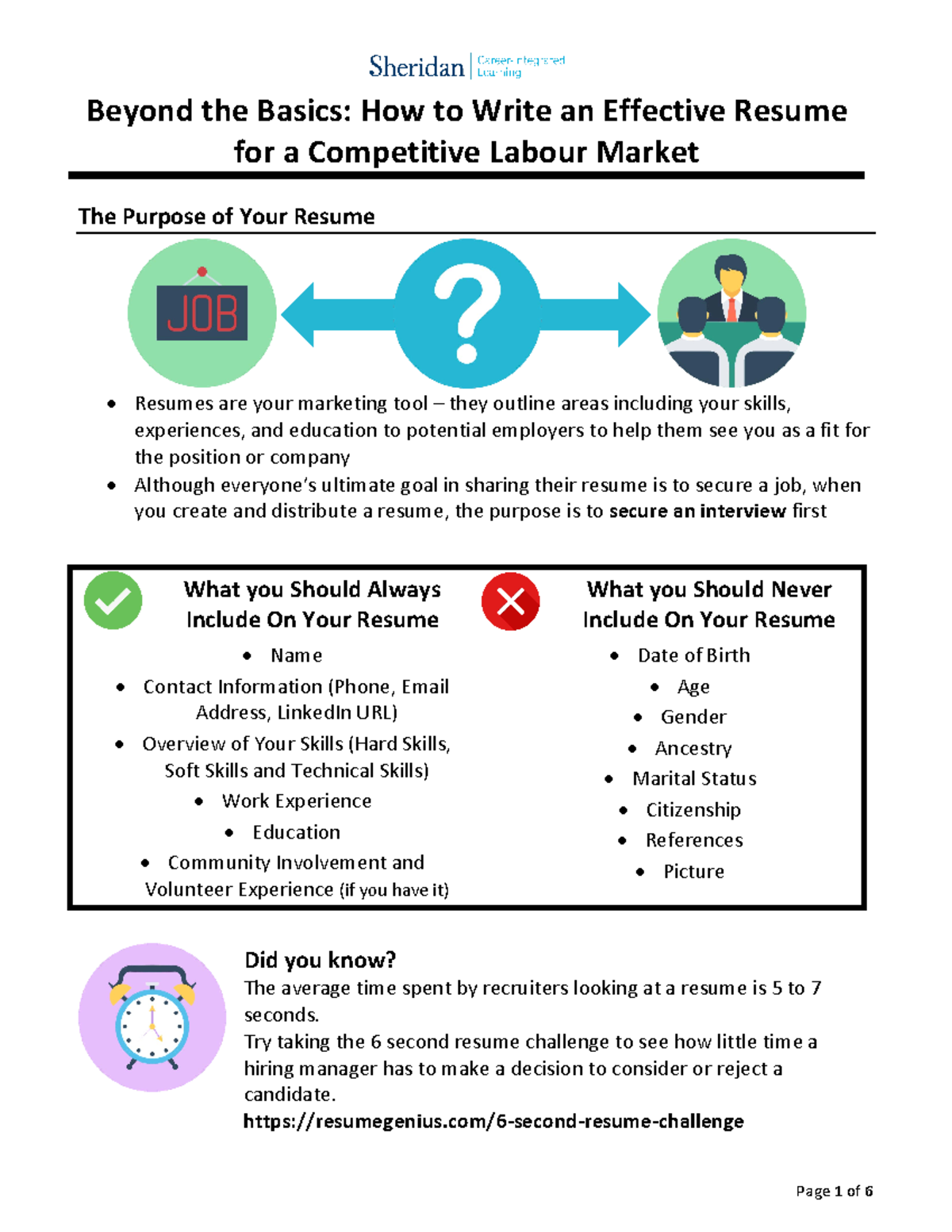 Beyond the basics resume workshop handout 1 - Beyond the Basics: How to ...