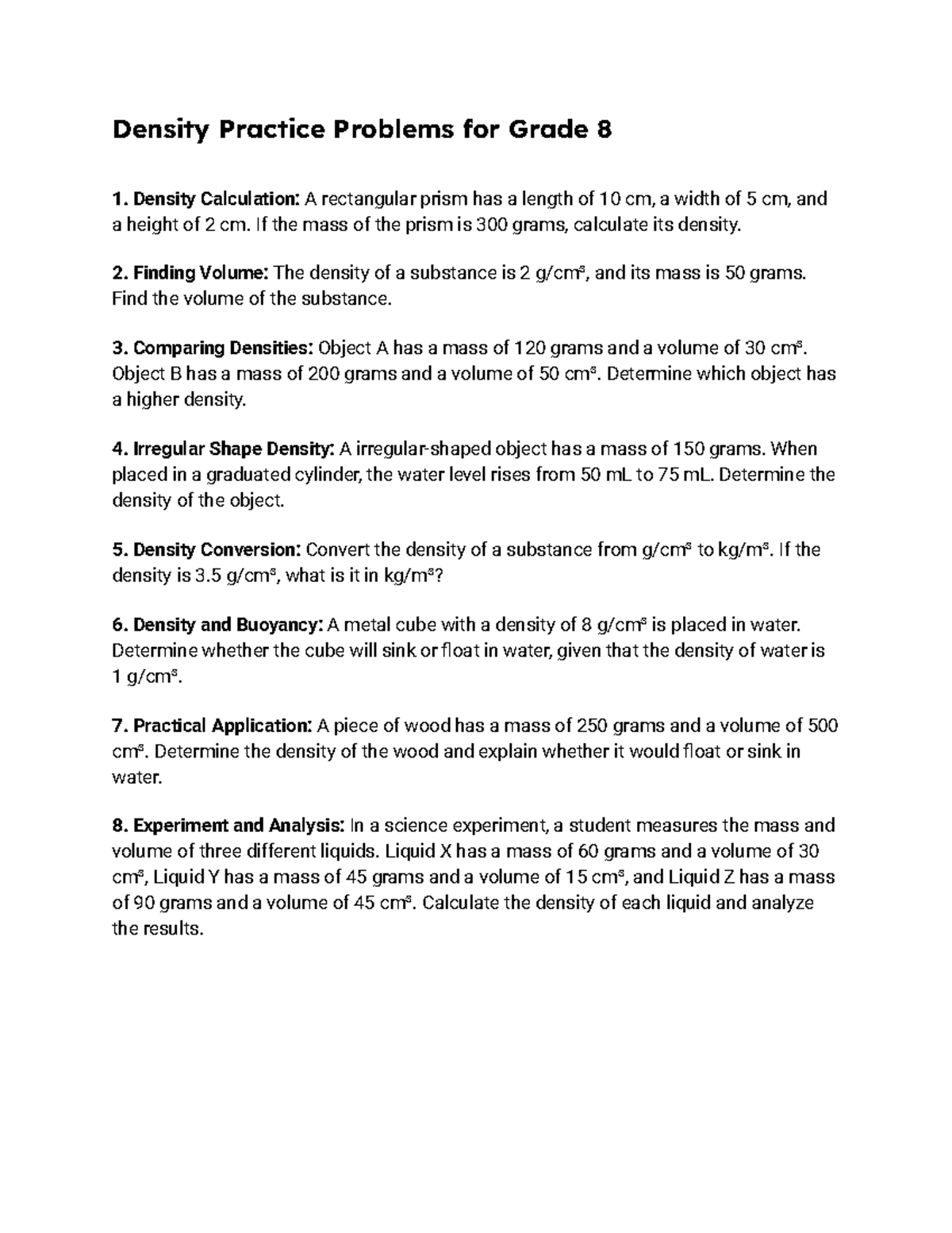 Untitled document-30 - 2023/2024 - Density Practice Problems for Grade ...