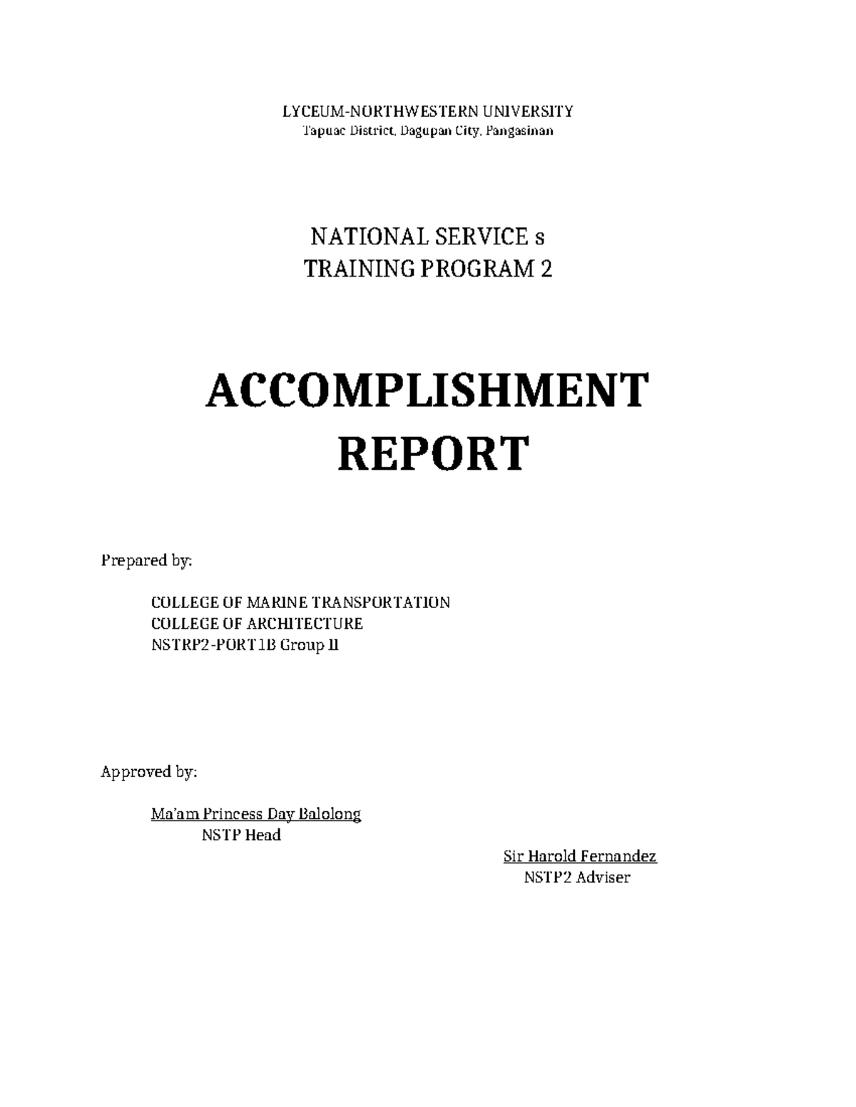 Accomplishment Report - In the heart of our bustling community lies a ...