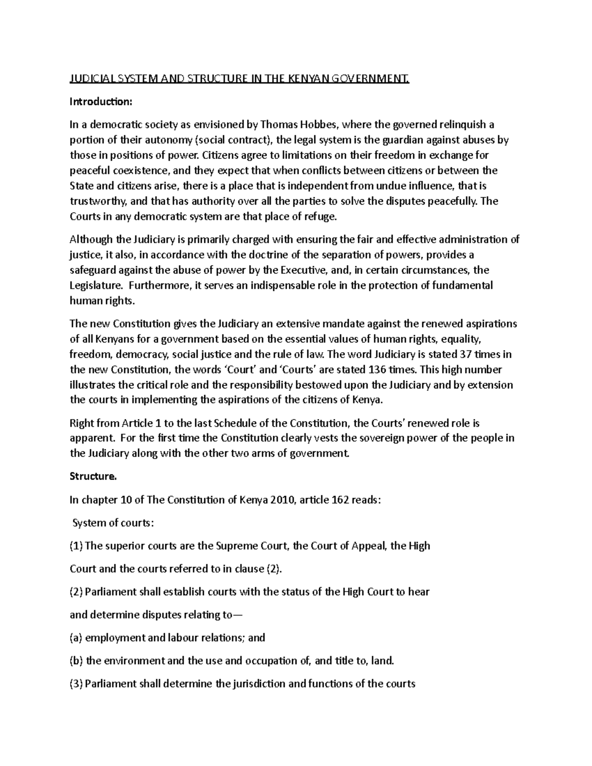 Judicial System AND Structure IN THE Kenyan Government - JUDICIAL ...
