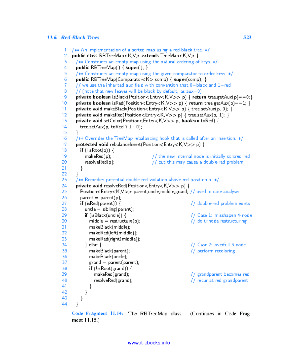 Data Structures and Algorithms in Java -55 - 11. Red-Black Trees 523 1 /∗∗ An implementation of ...
