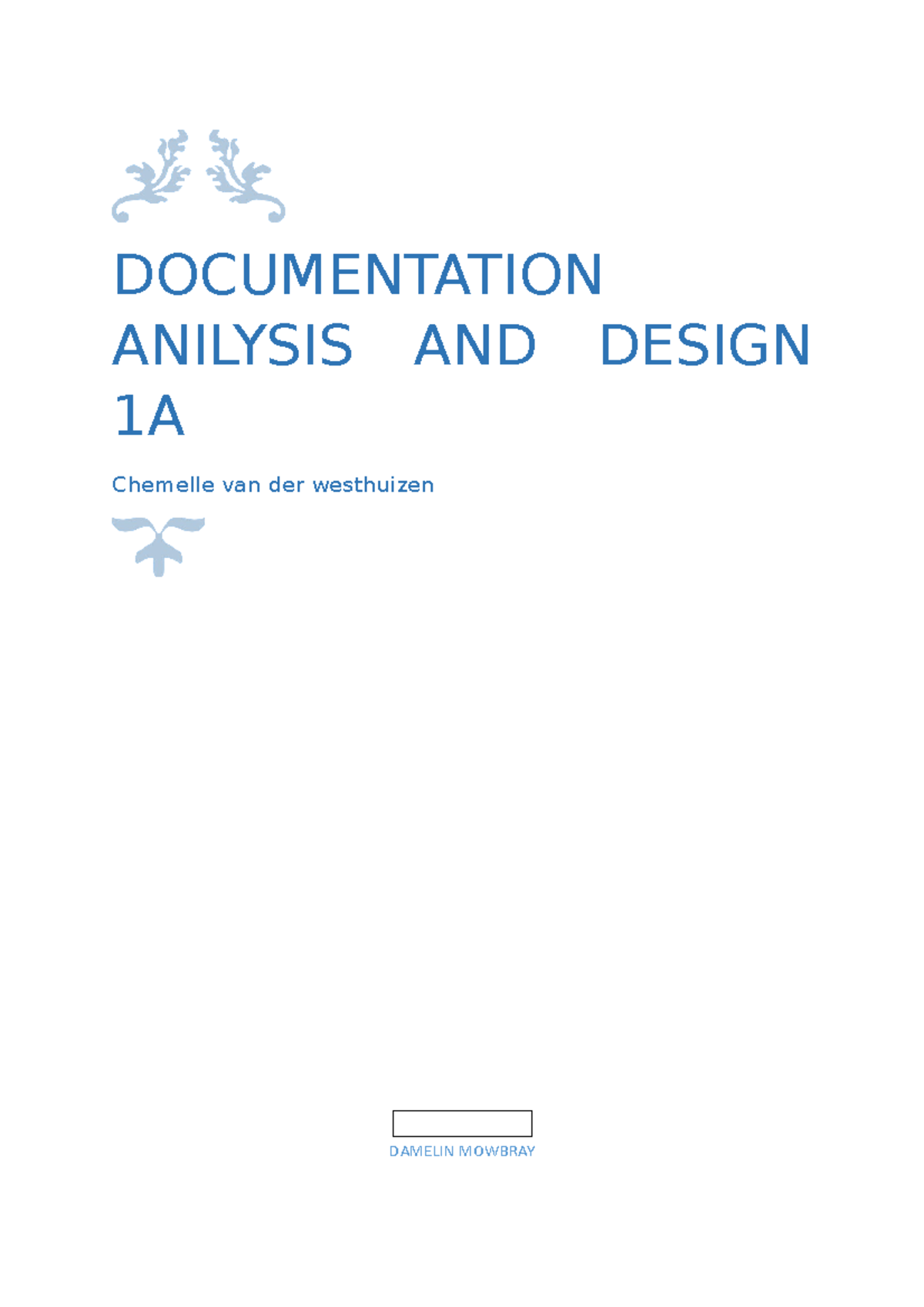 Documentation analysis and Design first assignment - DOCUMENTATION ...