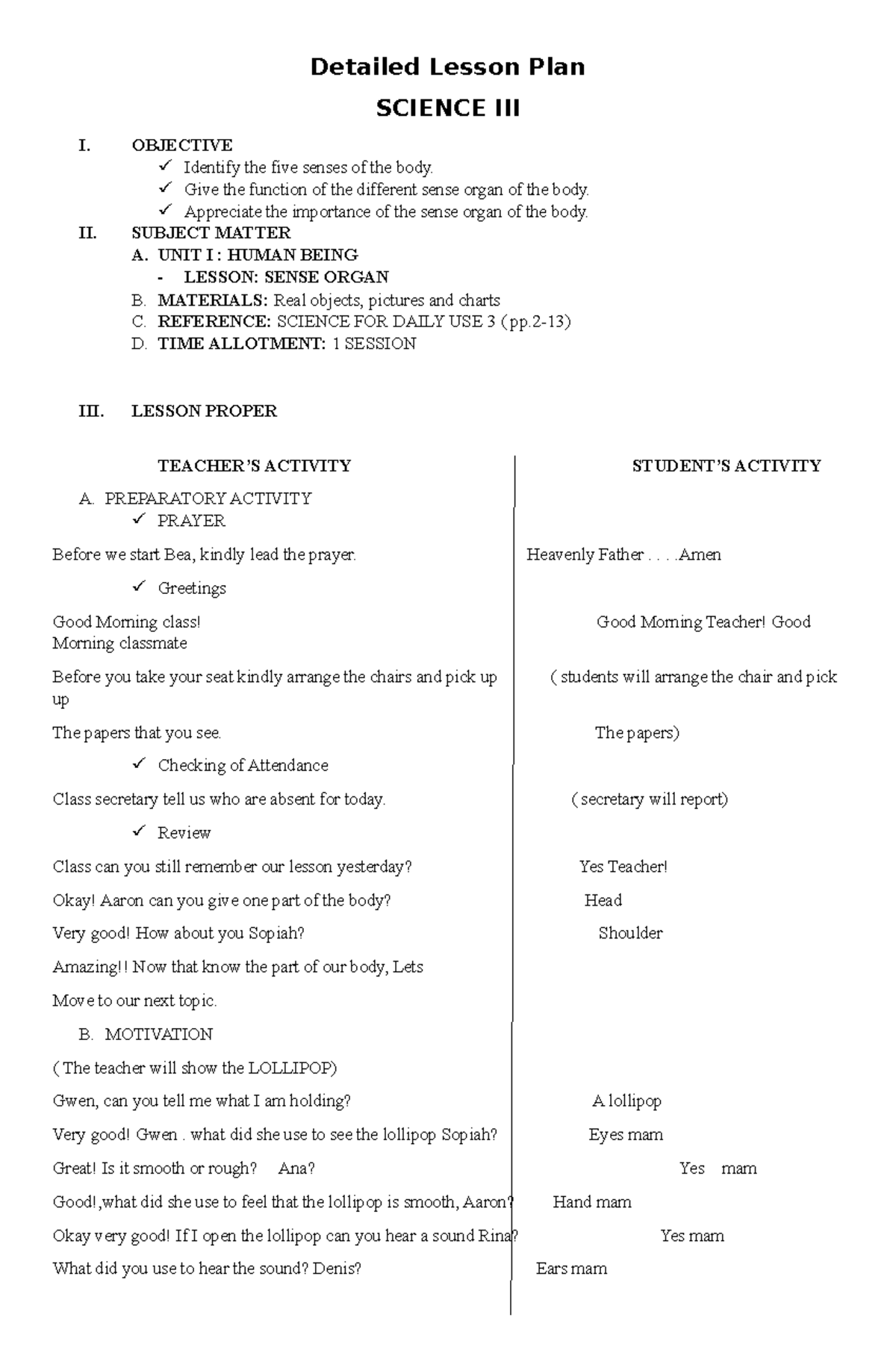 Detailed Lesson Plan elem - Detailed Lesson Plan SCIENCE III I ...