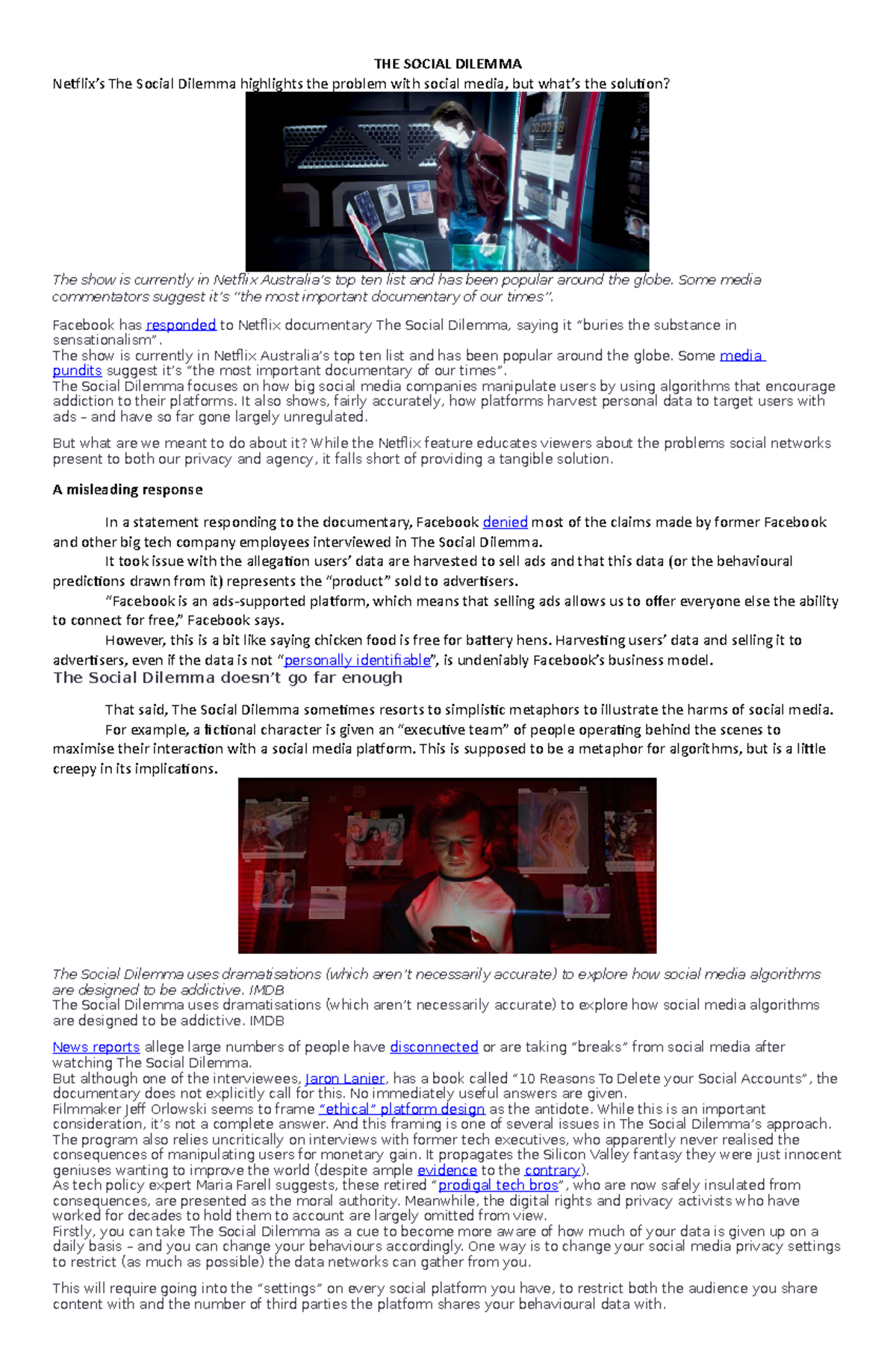 THE Social Dilemma - n/a - THE SOCIAL DILEMMA Netflix’s The Social ...