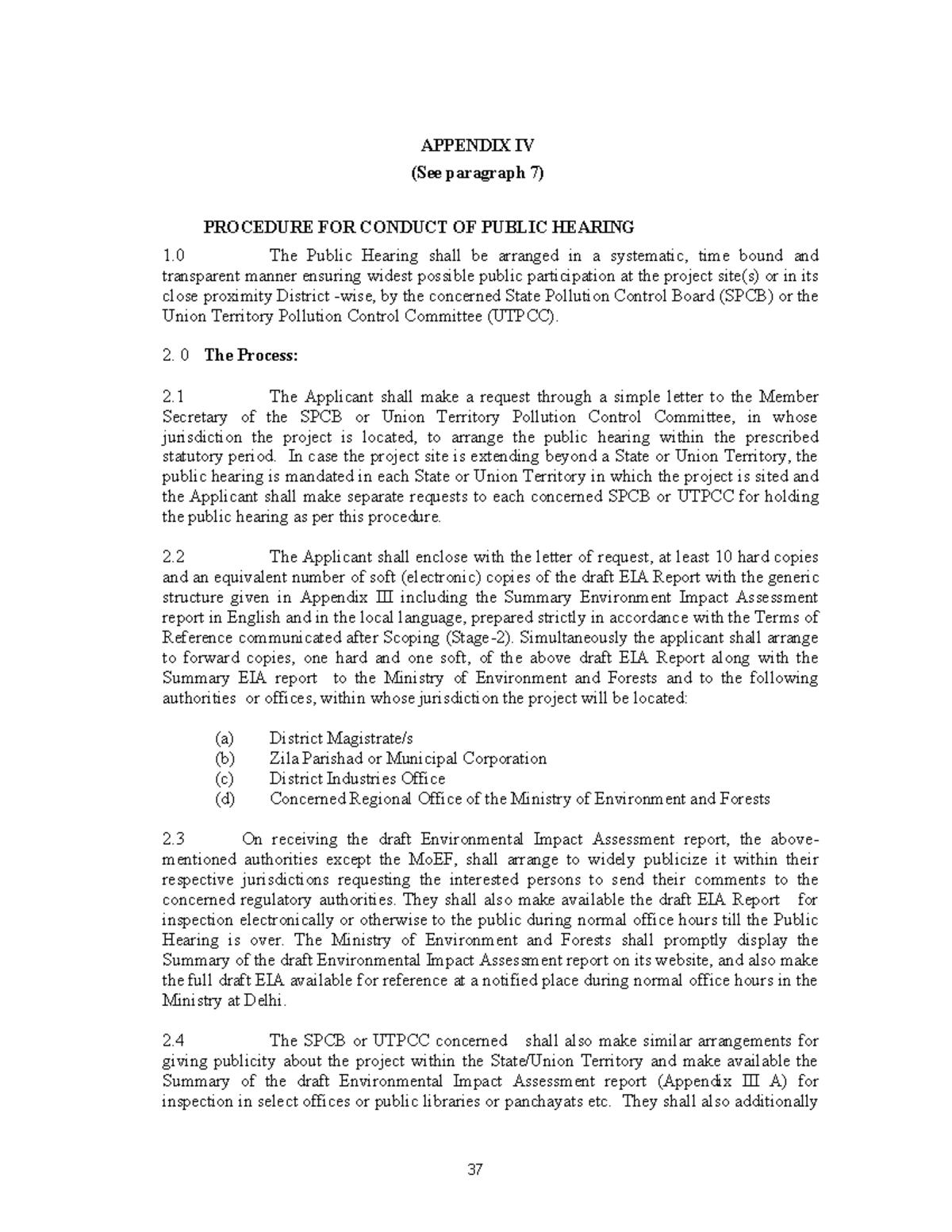 Public Hearing 113301 - Module 1 - 37 APPENDIX IV (See paragraph 7 ...