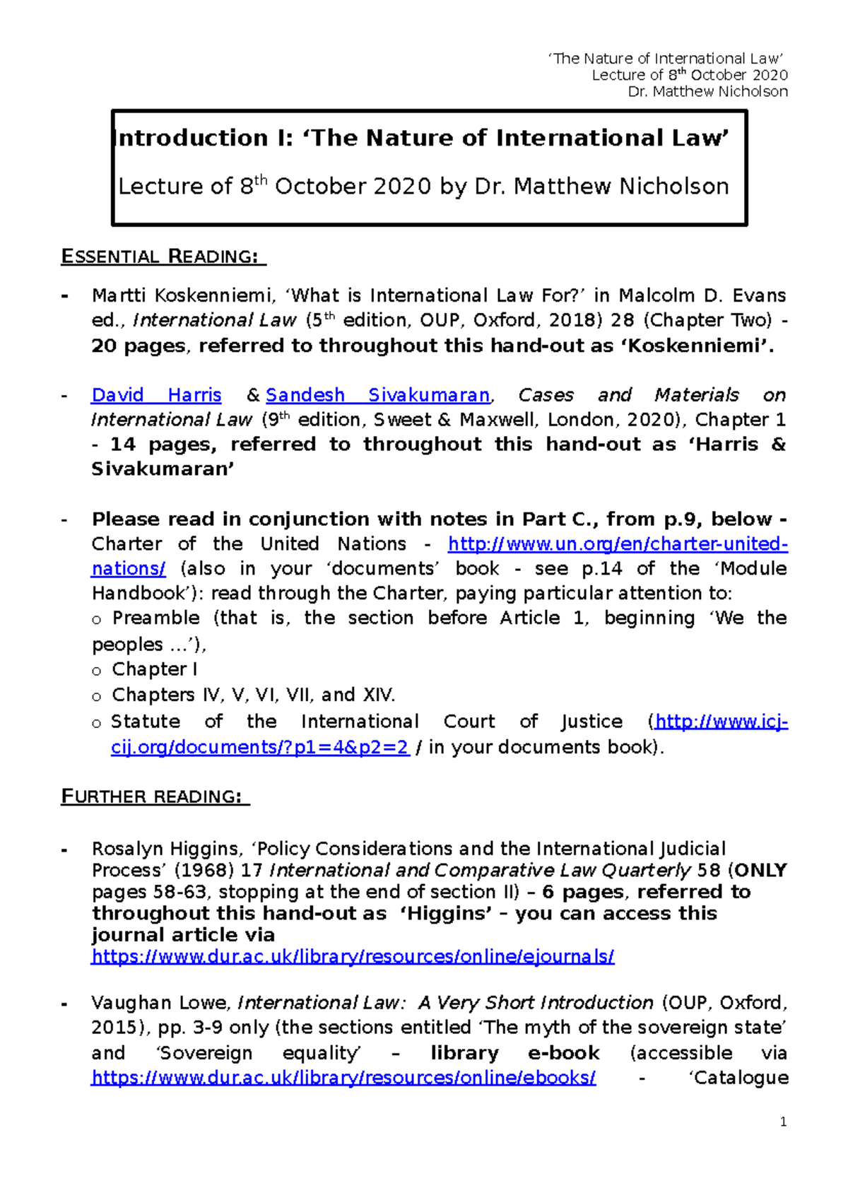 PIL Lecture 1 Introduction I HO 08 - Lecture of 8th October 2020 Dr ...