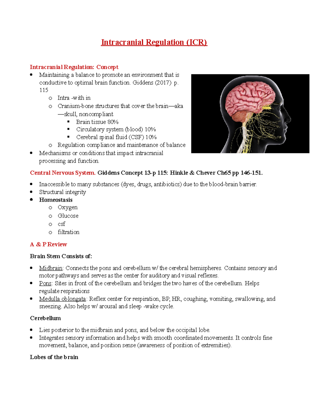 Unit Two Study guide - Summary Health And Illness IV - Intracranial ...