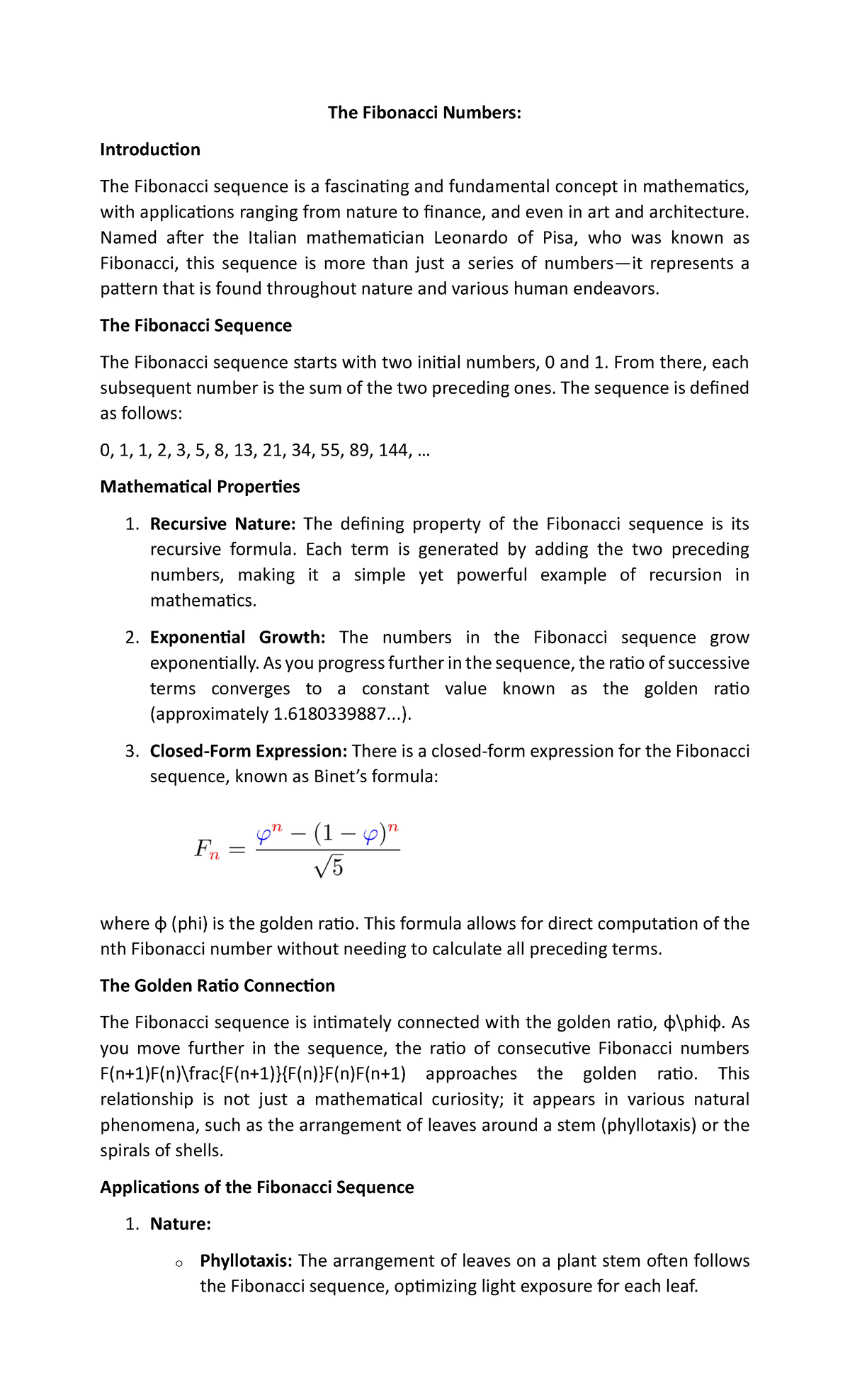 The%20Fibonacci%20Numbers - The Fibonacci Numbers: Introduction The ...