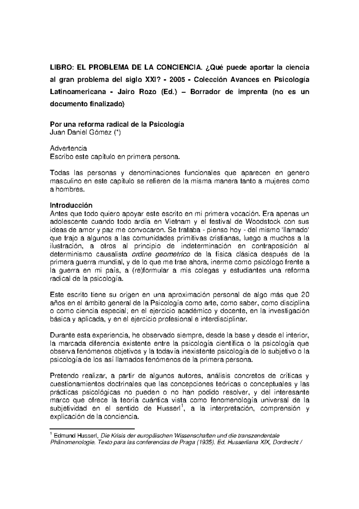 El problema de la conciencia - LIBRO: EL PROBLEMA DE LA CONCIENCIA ...