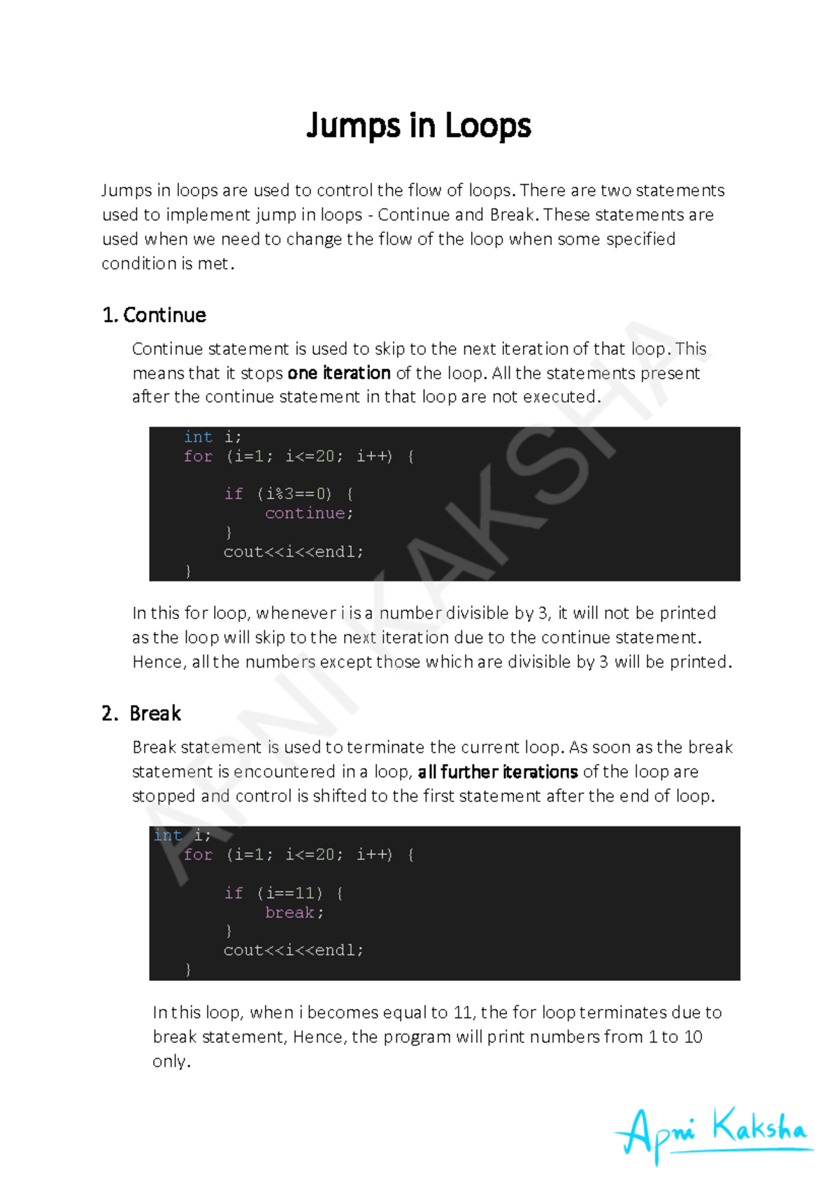 3.1 Jumpsinloops - gytdrdtyh - Jumps in Loops Jumps in loops are used ...