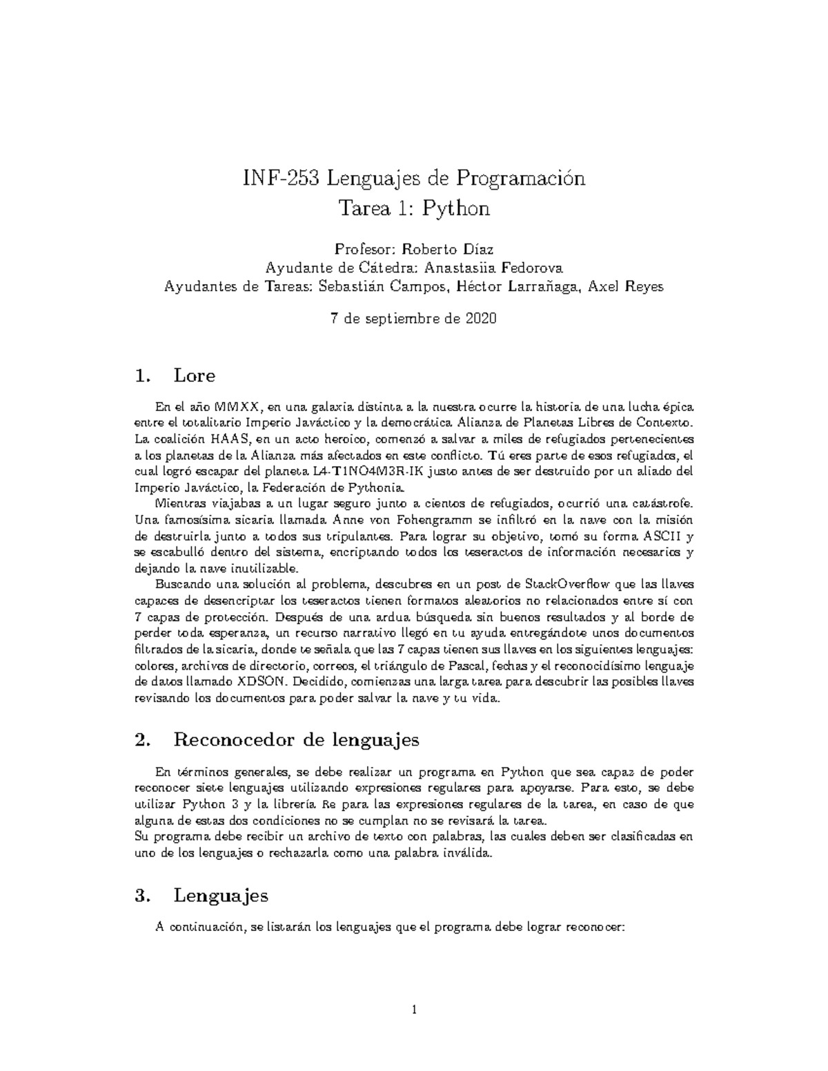 Tarea 1 Python LP - 2020 - INF-253 Lenguajes de Programaci ́on Tarea 1 ...