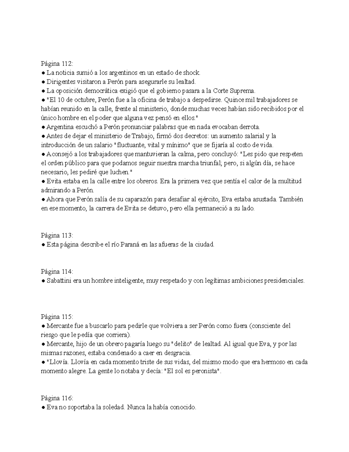 Eva Peron Notes Pg 112-129 - Página 112: La noticia sumió a los ...