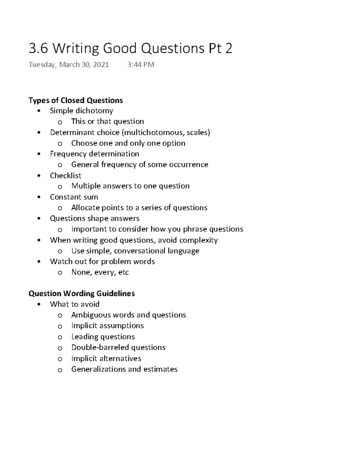 3.6 Writing Good Questions Pt 2 - Types of Closed Questions Simple ...