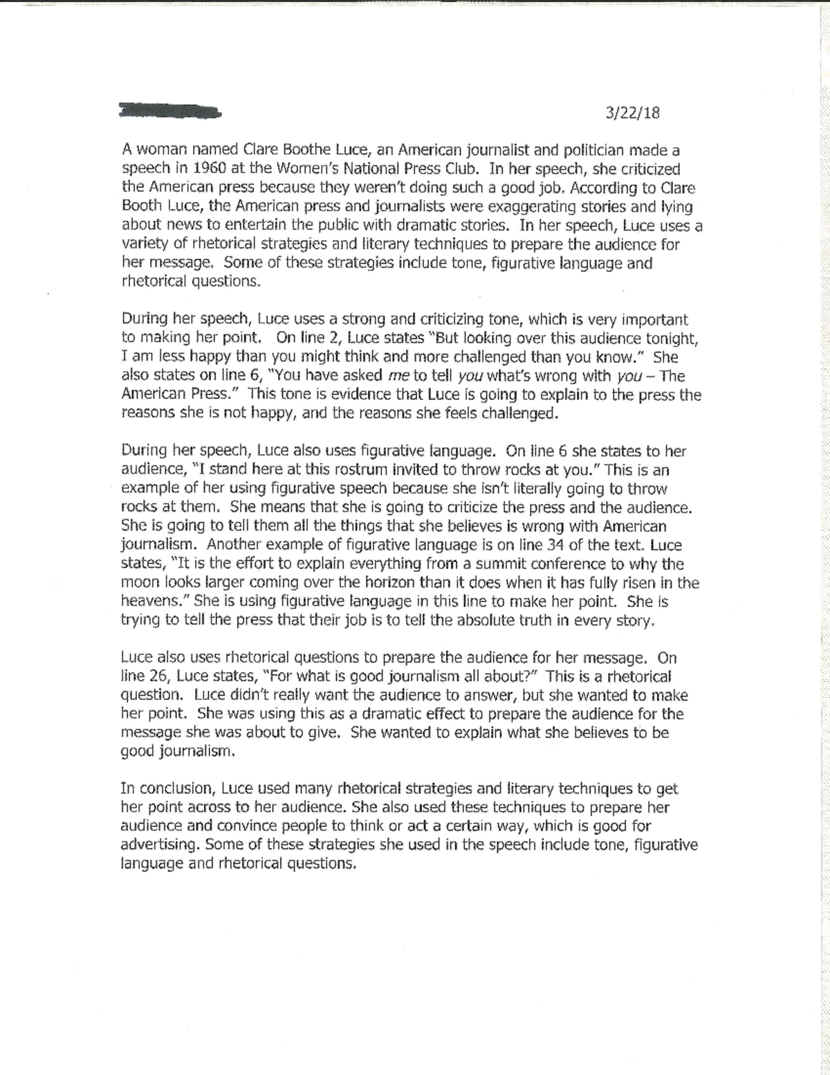 EL 2 Example 3 12th-Grade Writing Sample(Nest) - Fresno High - Studocu