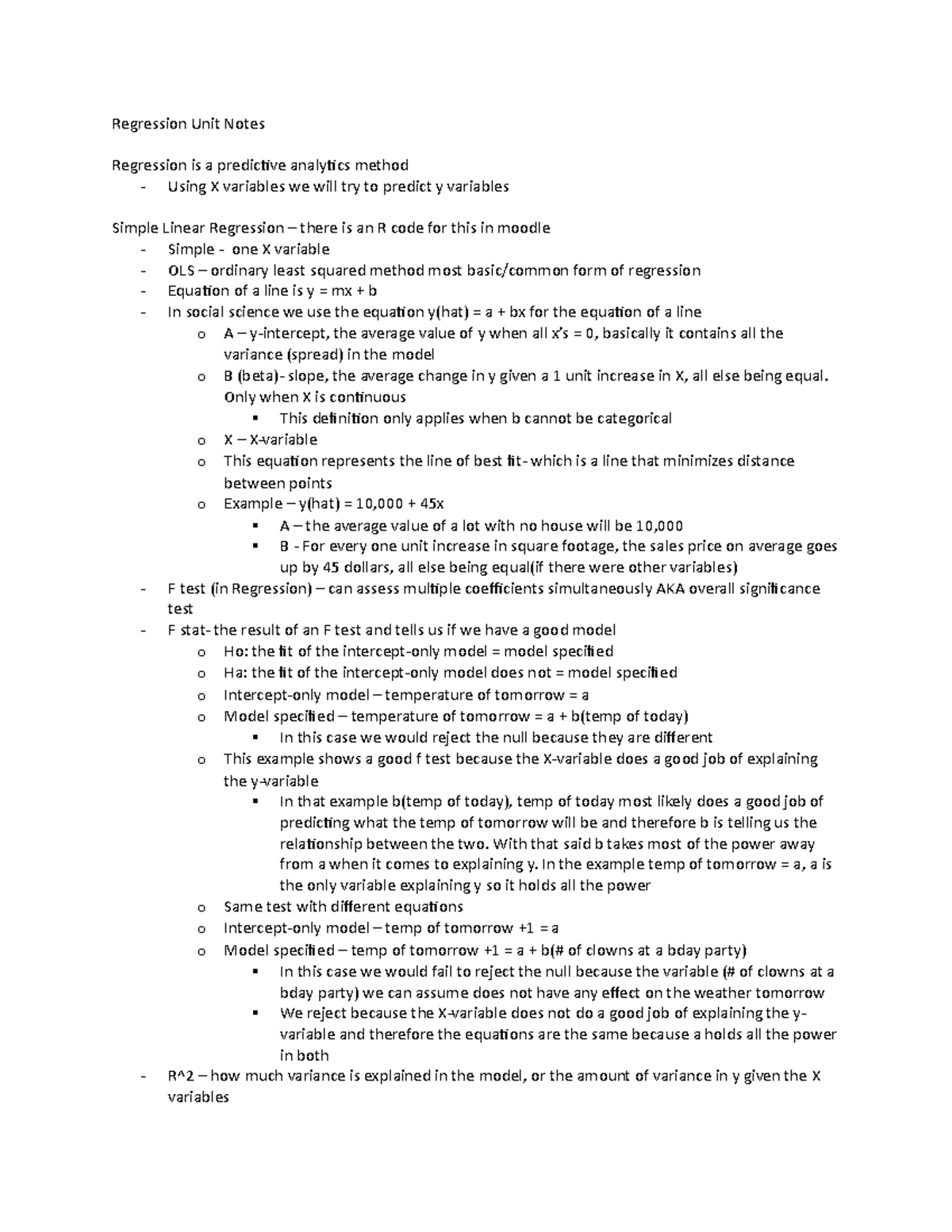 Data Analytics Notes Regression Regression Unit Notes Regression Is