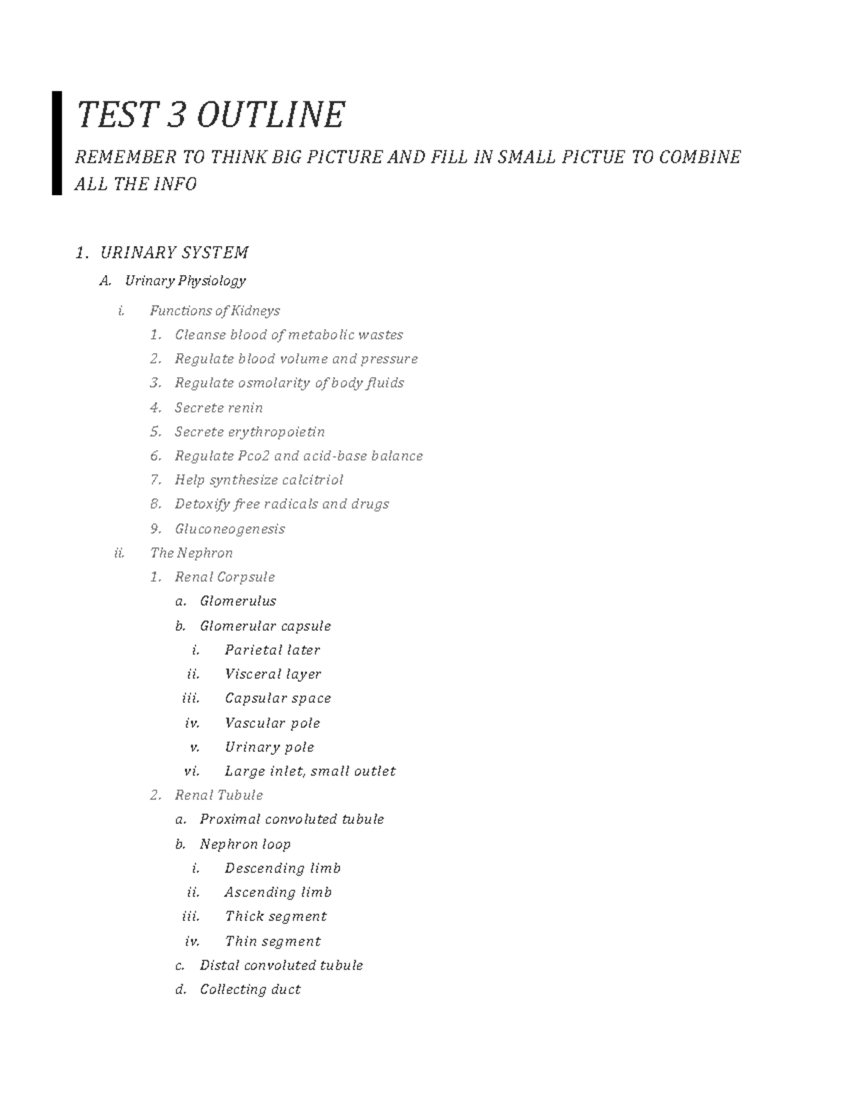 Test 3 Outline - study guide - TEST 3 OUTLINE REMEMBER TO THINK BIG ...