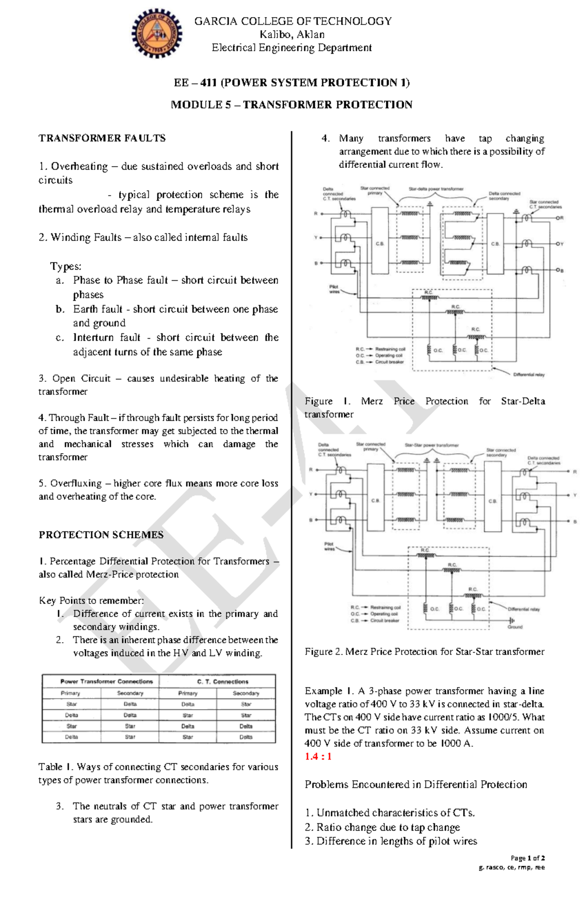 Module 5 - lecture - GARCIA COLLEGE OF TECHNOLOGY Kalibo, Aklan Electrical Engineering ...