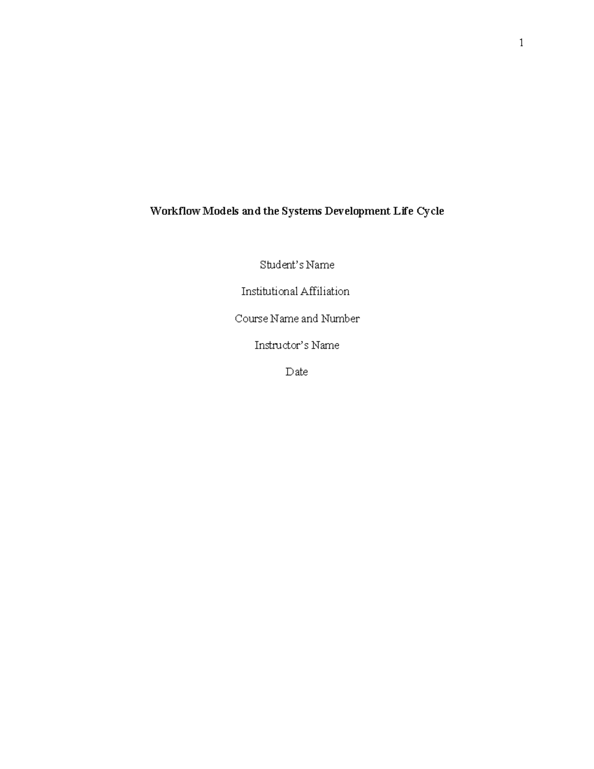 Workflow Models and the Systems Development Life Cycle - Workflow ...