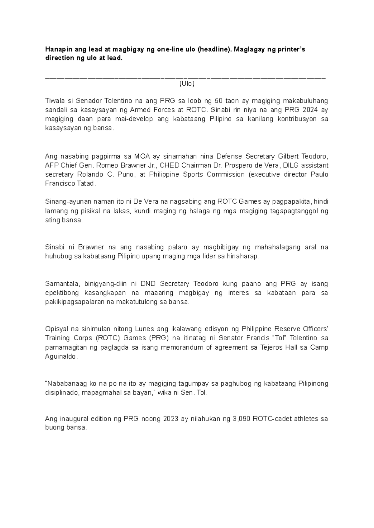 Lead Hunting Filipino.Jan 24 - Hanapin ang lead at magbigay ng one-line ...