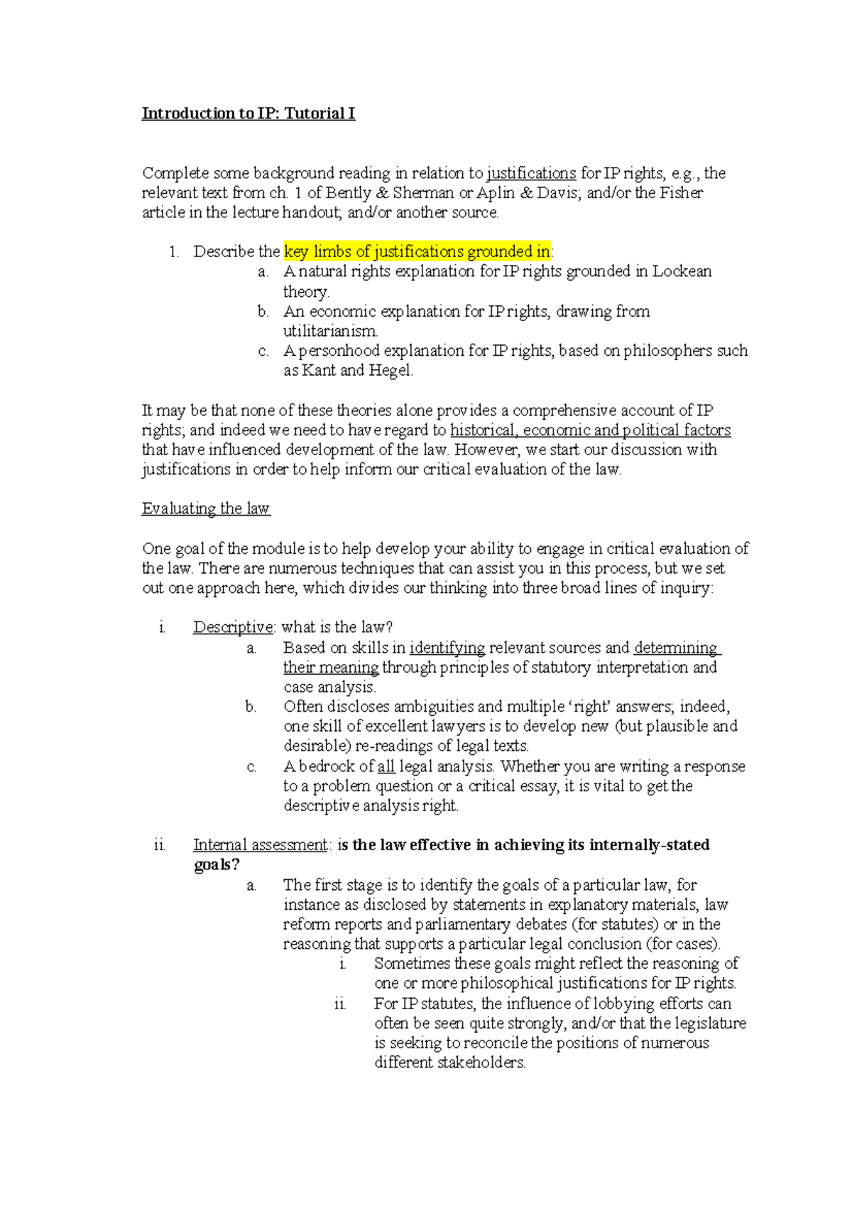 Introduction to IP-Tutorial 1 - Introduction to IP: Tutorial I Complete ...