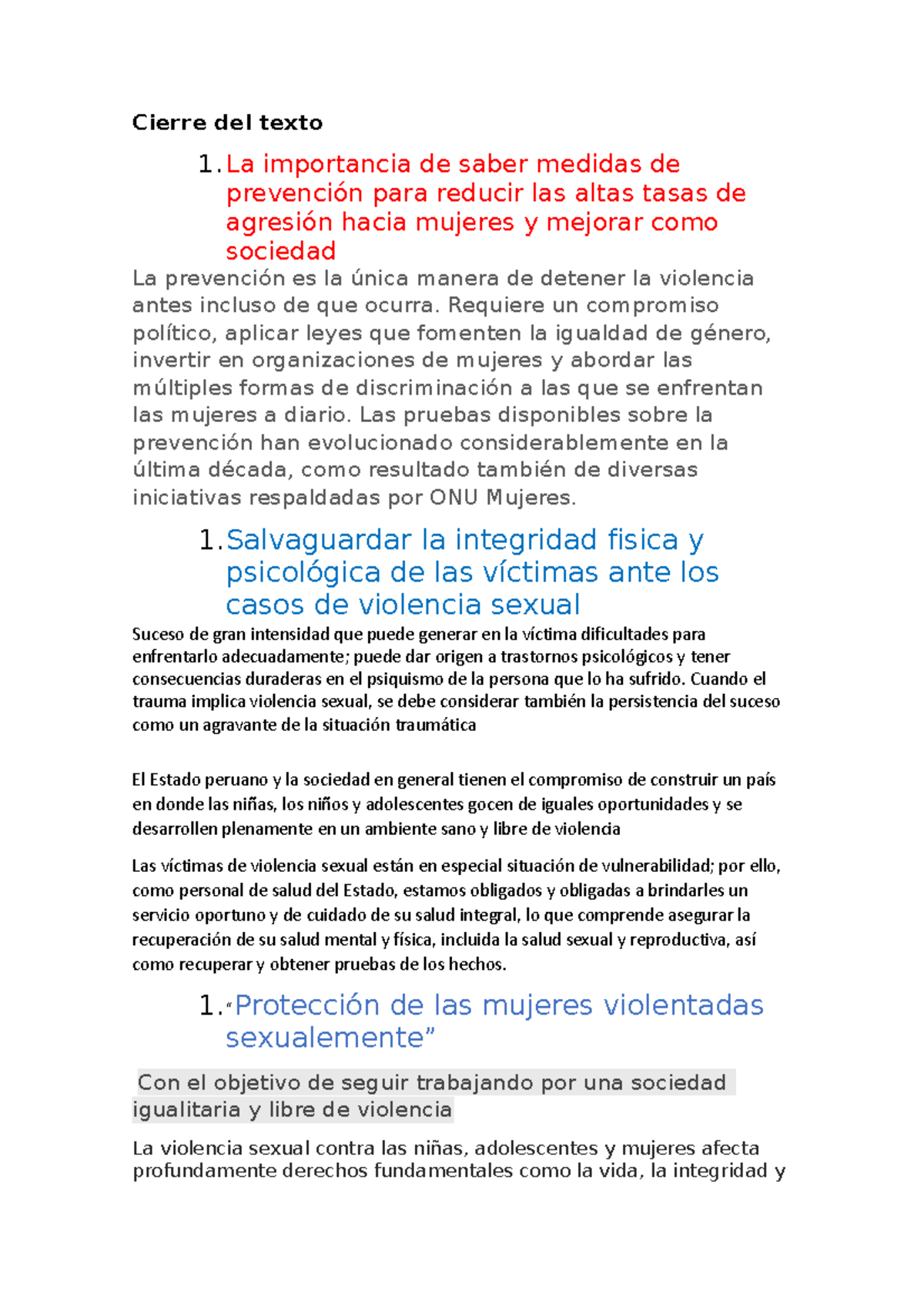 Cierre del texto - La importancia de saber medidas de prevención para ...