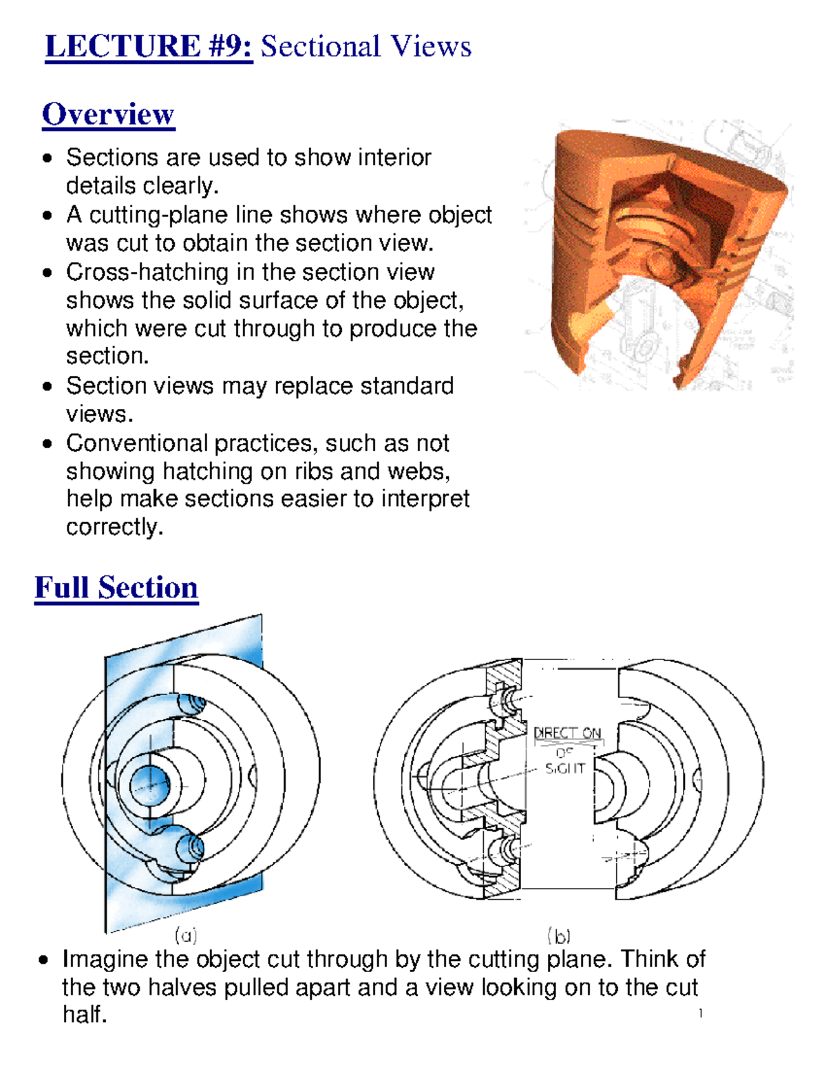 Less 7 Lect 9 - Less 7 Lect 9 - 1 LECTURE #9: Sectional Views Overview ...