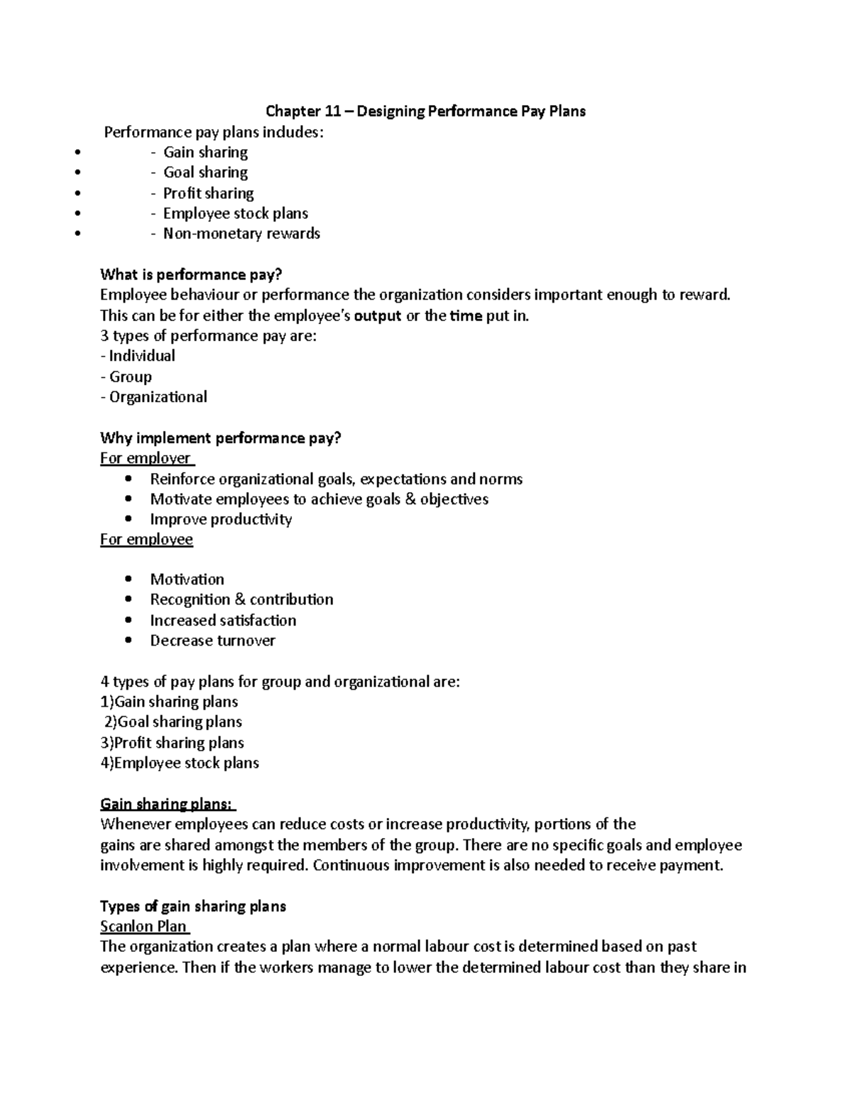 Chapter 11 Designing Performance Pay Plan - Chapter 11 – Designing ...