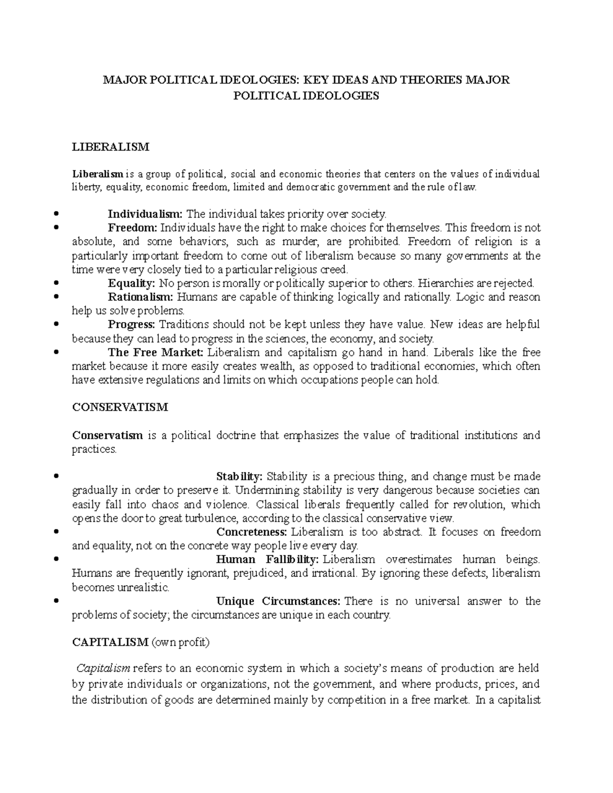 Major Political Ideologies (Political Science) - MAJOR POLITICAL ...