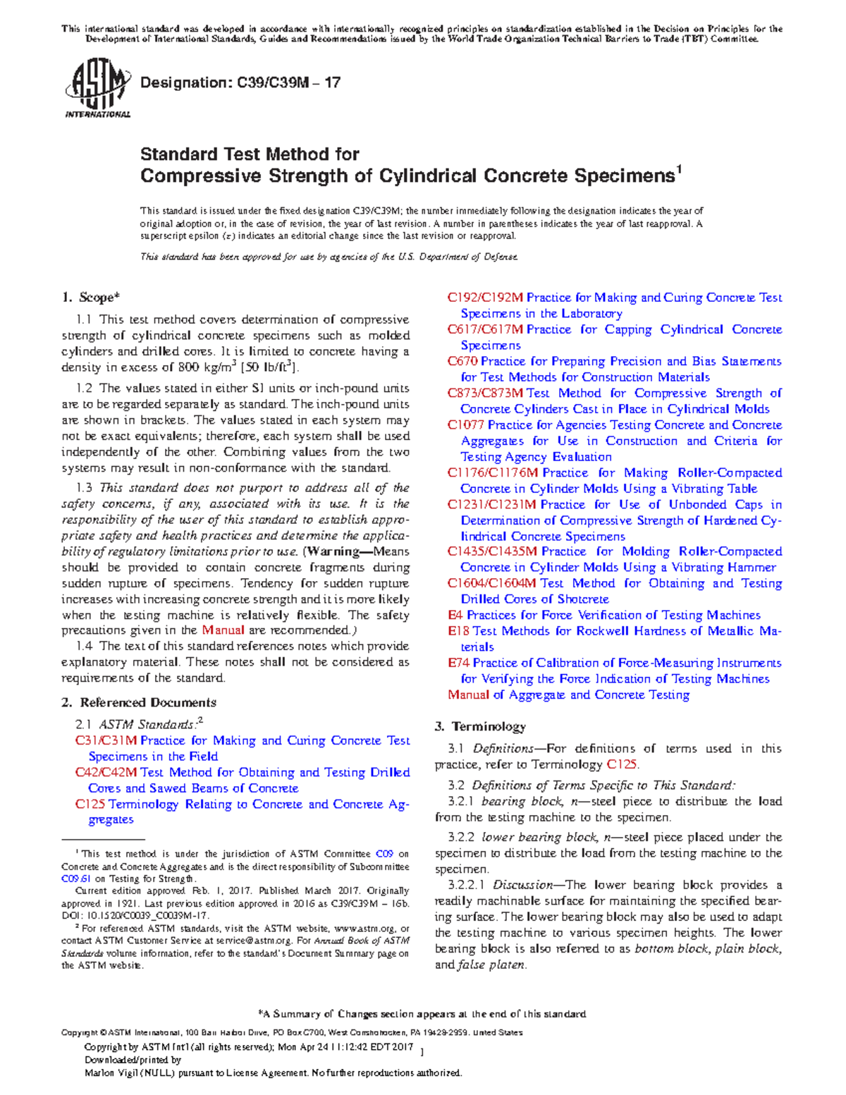 ASTM C 39 - This international standard was developed in accordance with internationally ...