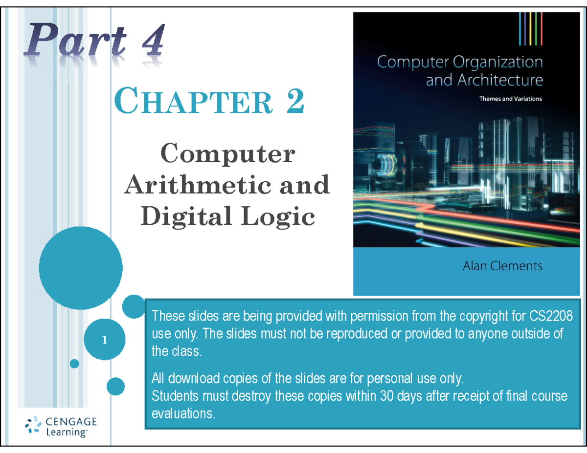 COA Chapter 02 Part 4 - CHAPTER 2 Computer Arithmetic and Digital Logic 1 These slides are being ...