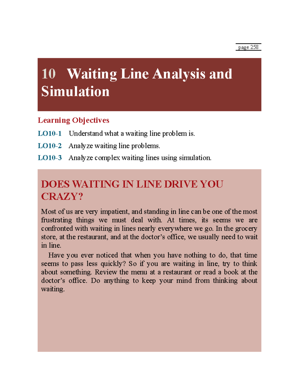 OSCM-Chapter-10 - chapter 10 - page 258 10 Waiting Line Analysis and ...