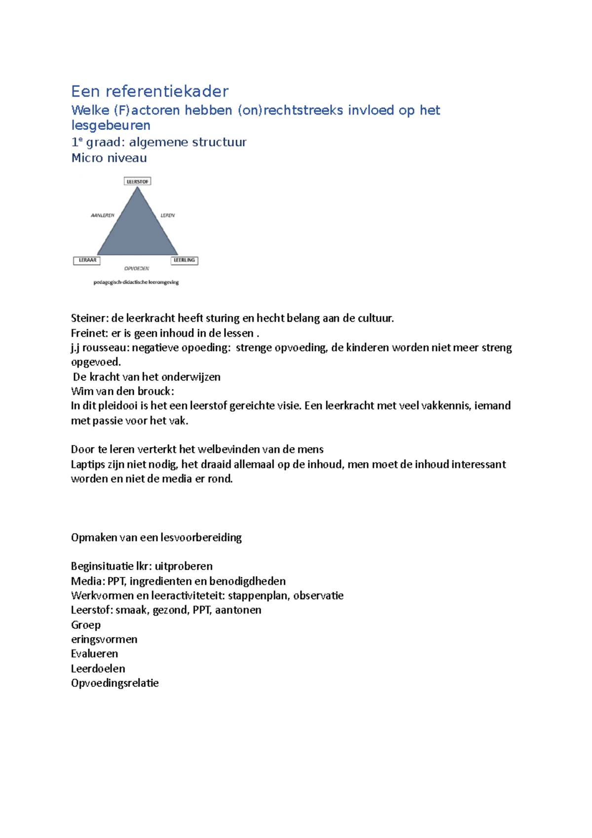 Een referentiekader - eerste lessen accent op didactiek - Een ...