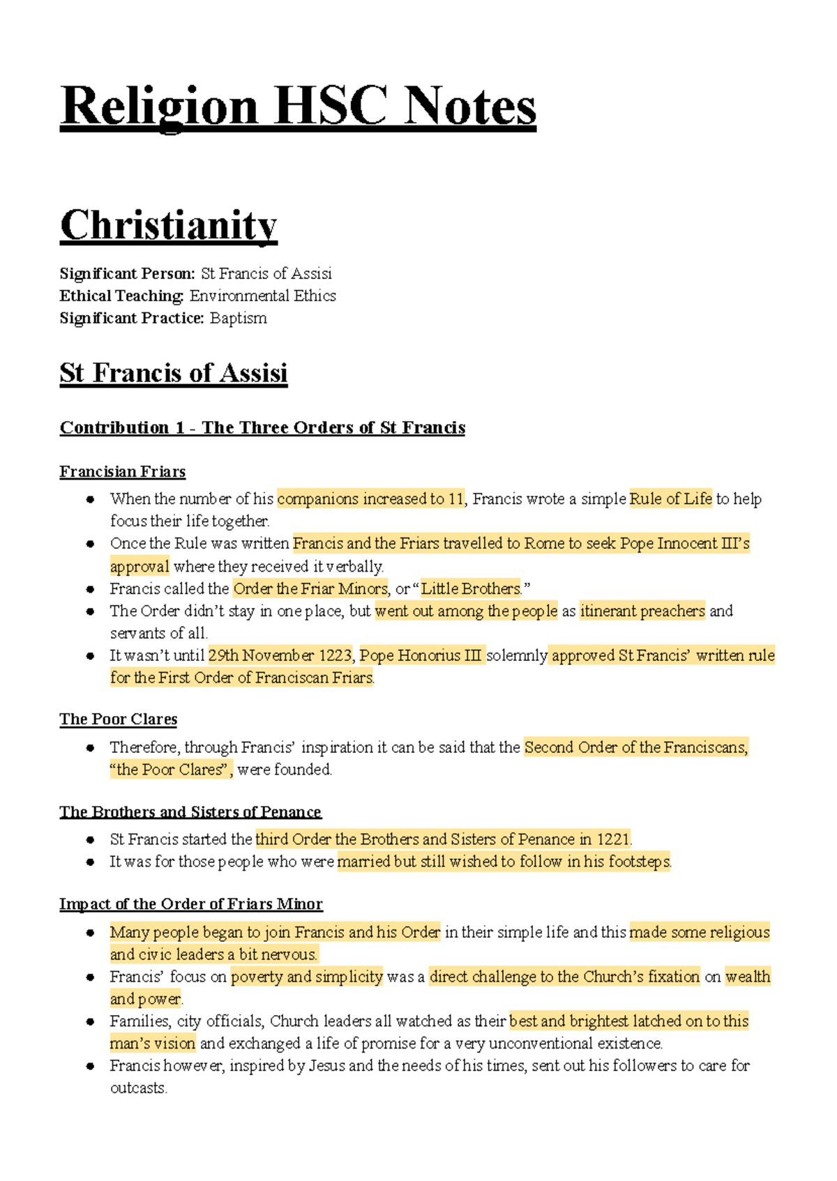 Religion HSC Notes - Religion HSC Notes Christianity Significant Person ...