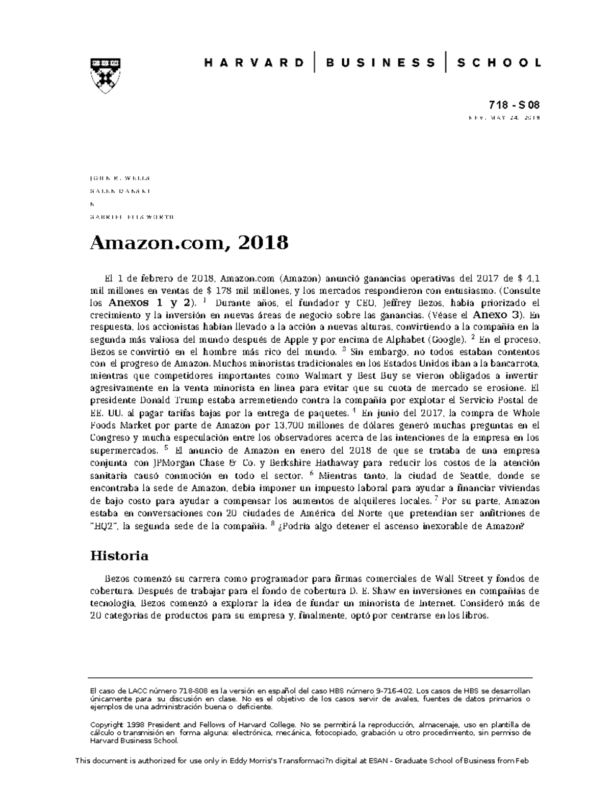 Caso Amazon - CASOS PRACTICOS - This document is authorized for use ...