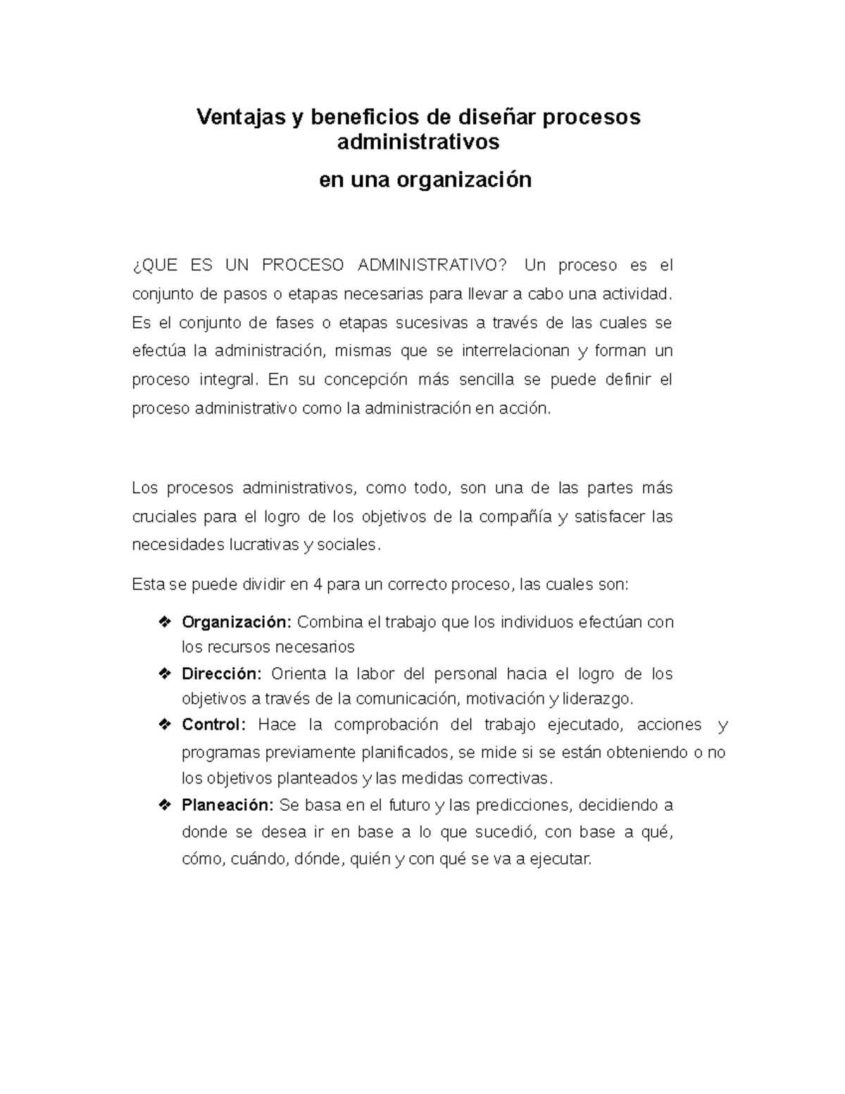 Ventajas y beneficios de diseñar procesos administrativos en una ...