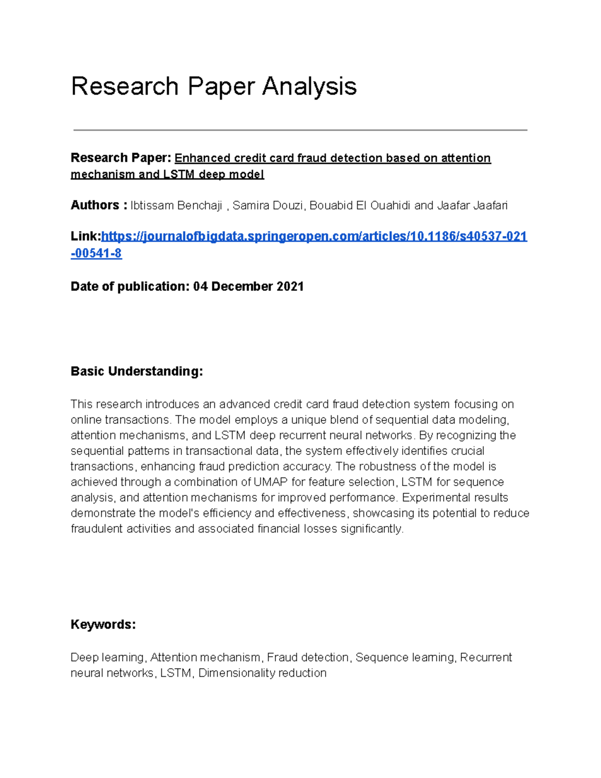 Research Paper Analysis - Research Paper Analysis Research Paper ...