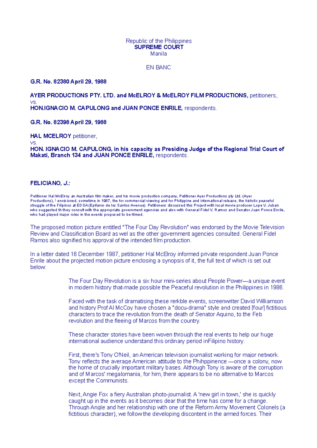 35Ayers Prod vs Capulong - Republic of the Philippines SUPREME COURT ...