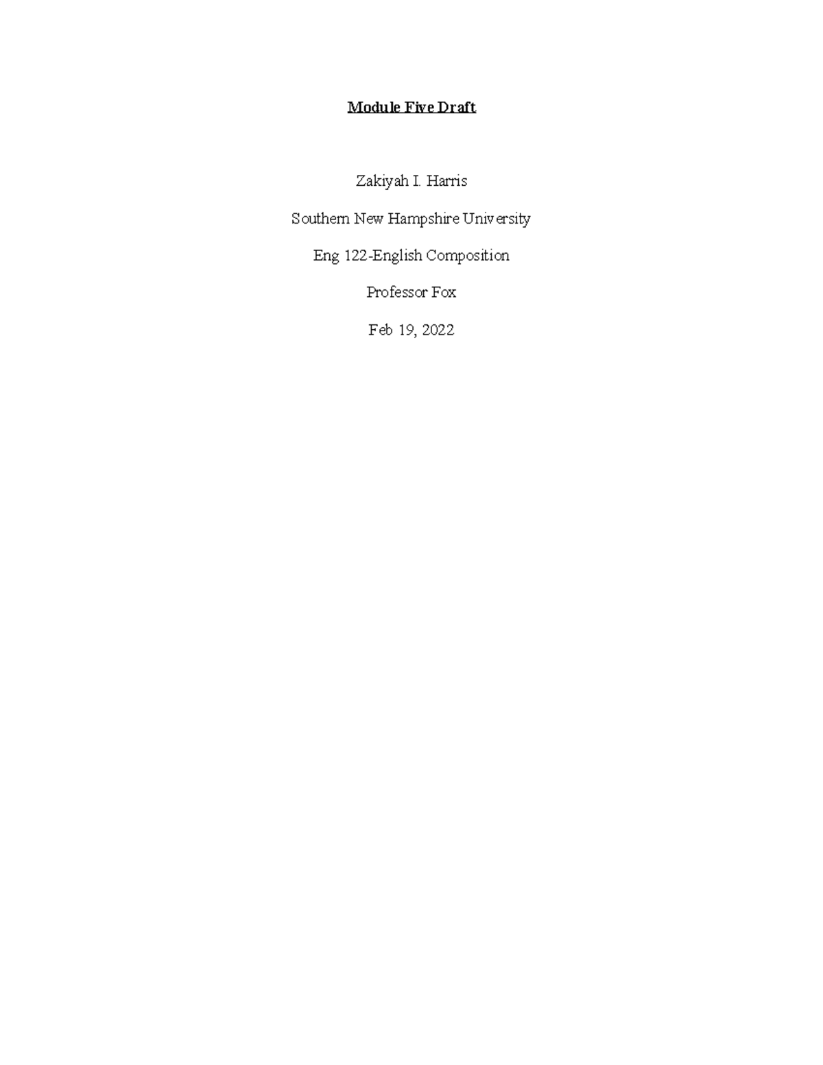 Module 5 Assignment-Draft Studocu - Module Five Draft Zakiyah I. Harris ...