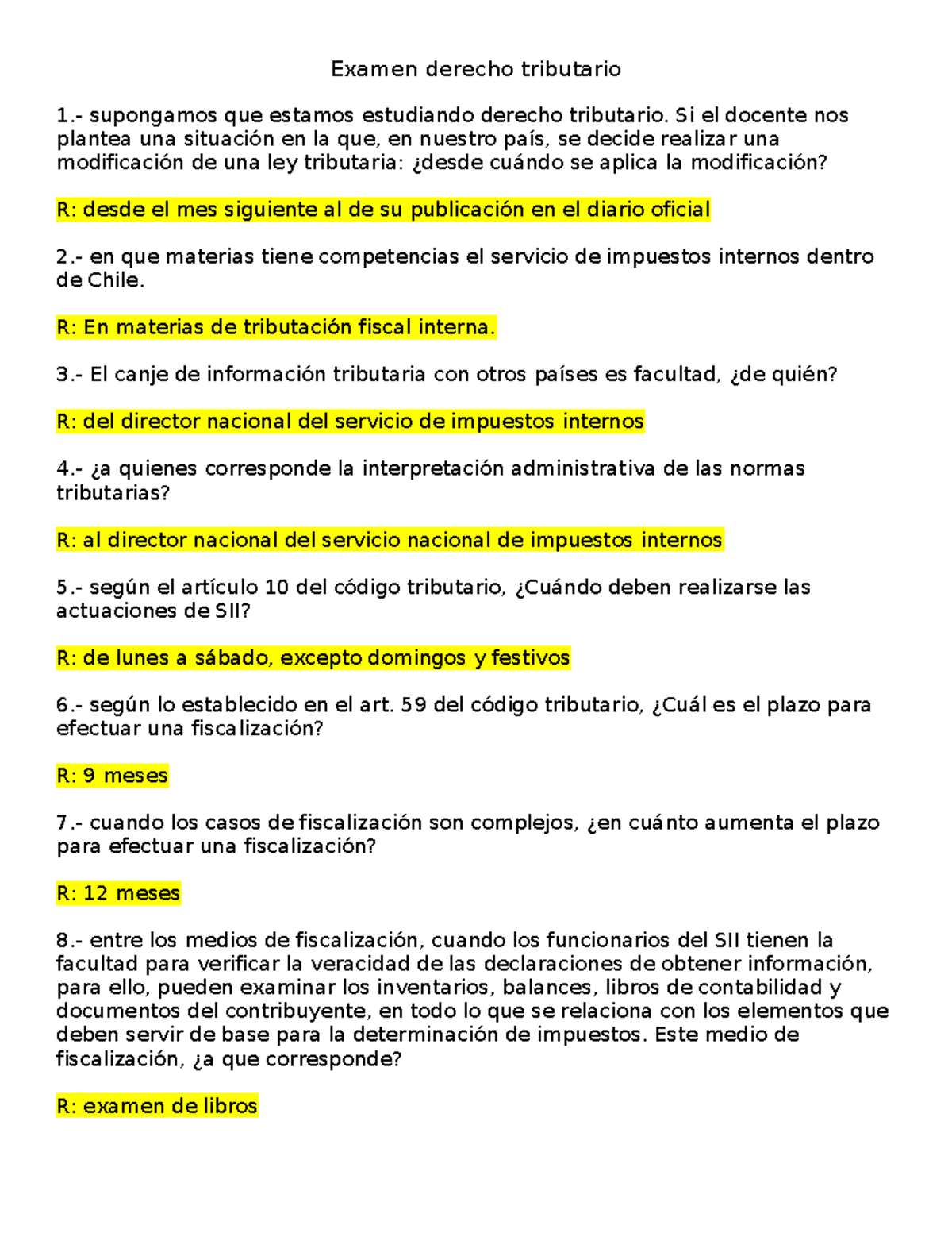 Examen derecho tributario ultimo - Examen derecho tributario 1.- supongamos que estamos ...