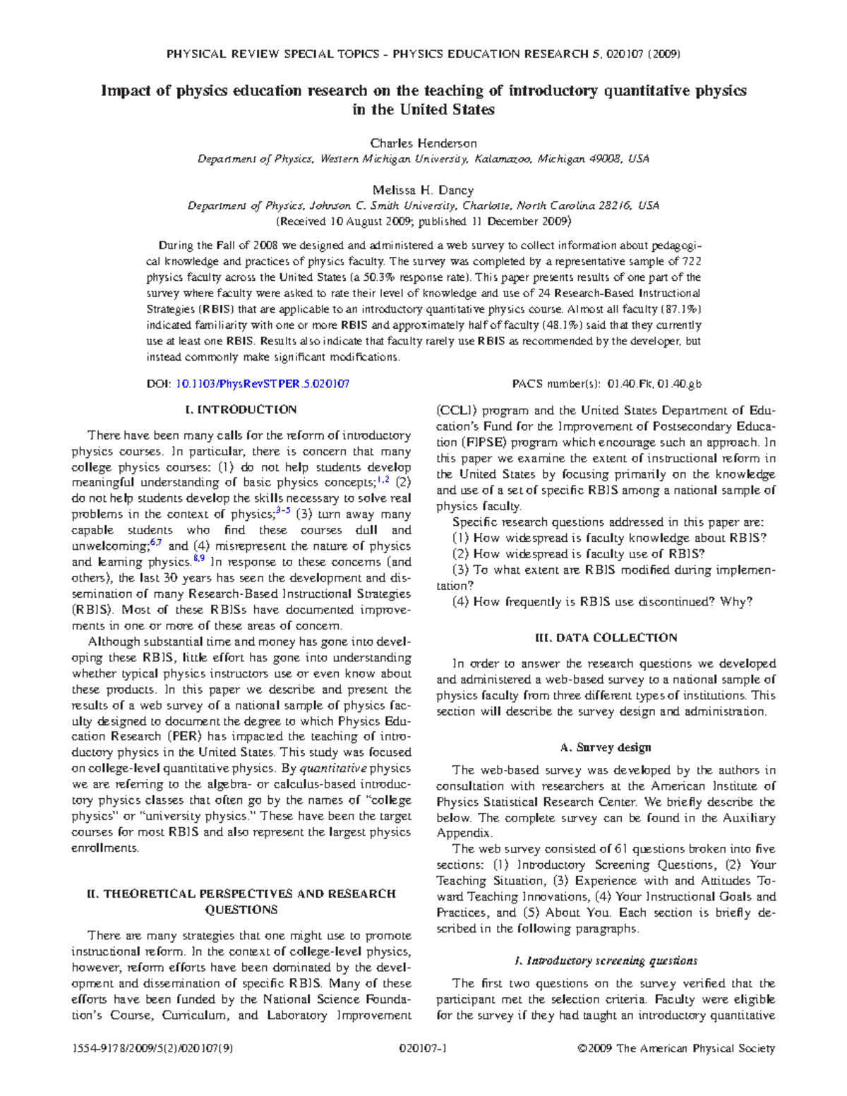 Impact of physics education research on the teaching of introductory ...