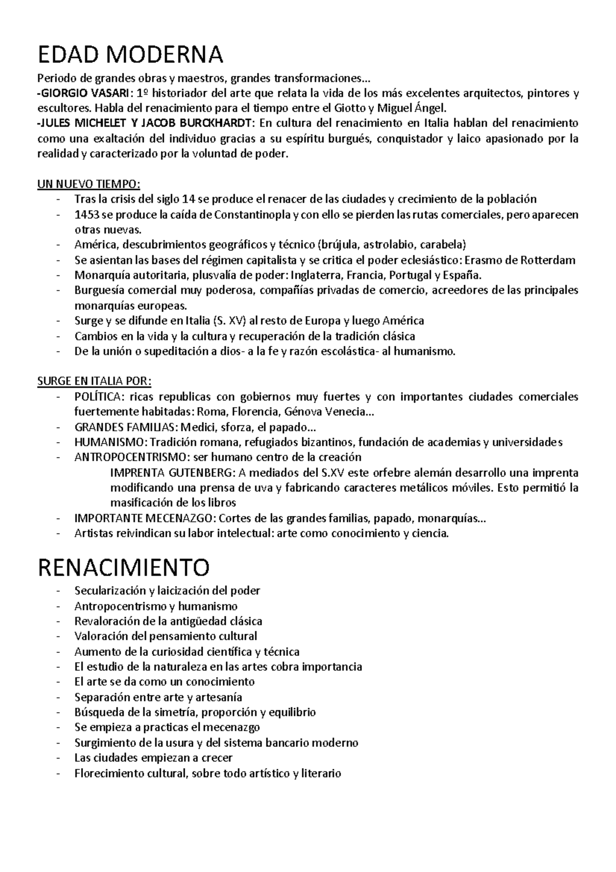 Patrimonio resumen. - EDAD MODERNA Periodo de grandes obras y maestros ...