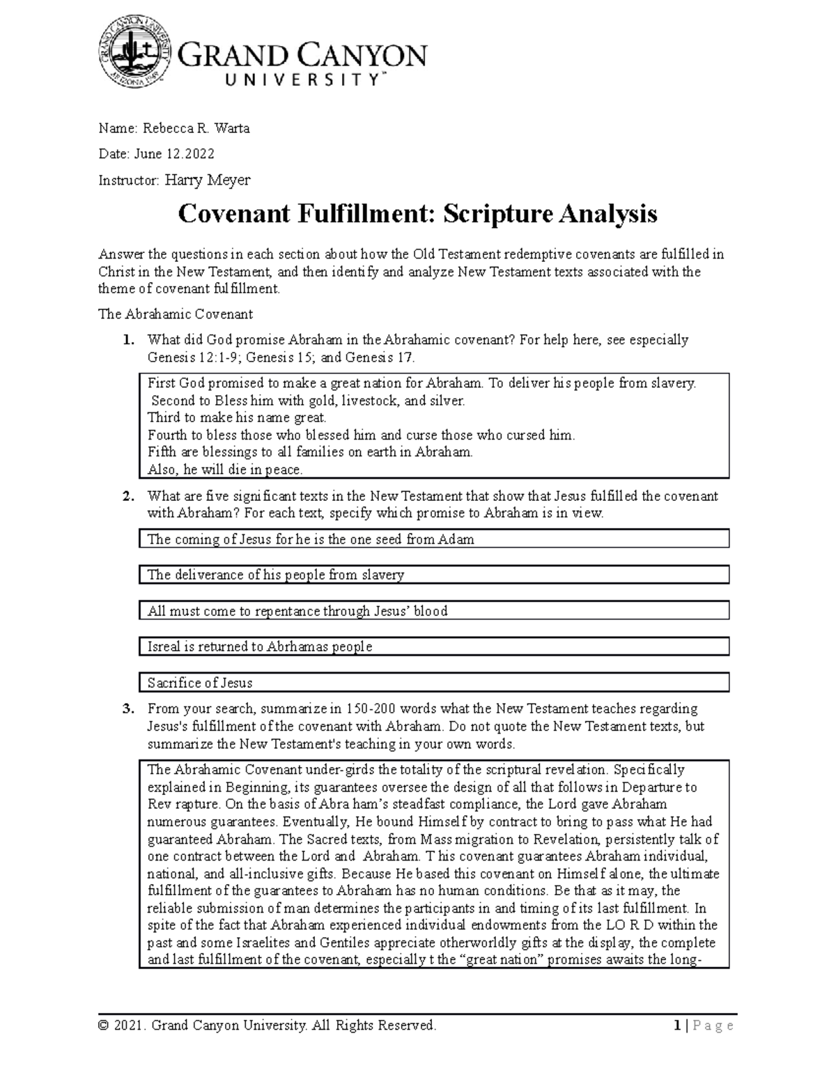 Final BIB 107 RS T1Covenant Fulfillment Scripture Analysis - Name ...